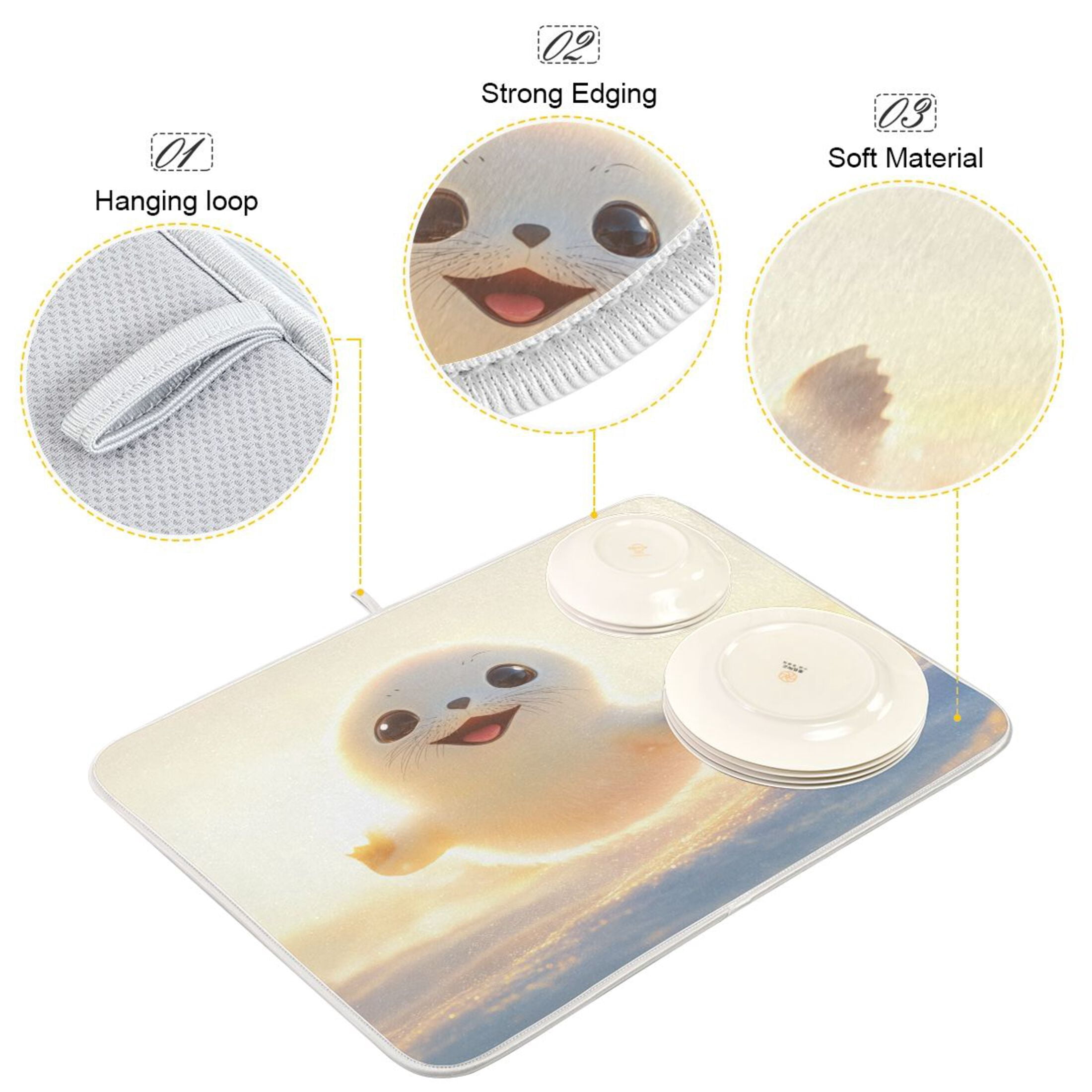 BZSMCE Dish Drying Mat Seal Dancing Pattern Design Drying Mats ...