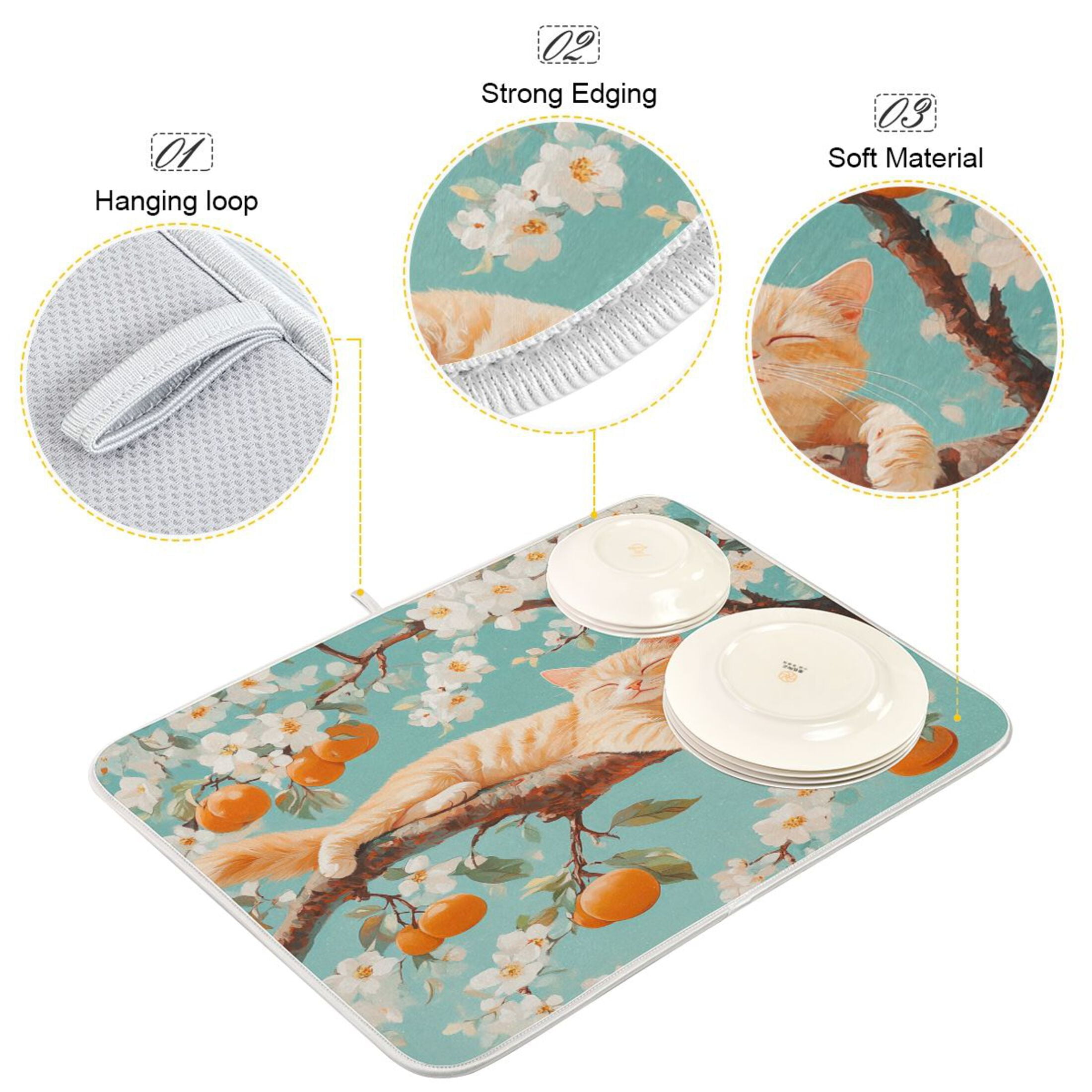 BZSMCE Dish Drying Mat Serene Sunset Nap Pattern Design Drying Mats ...