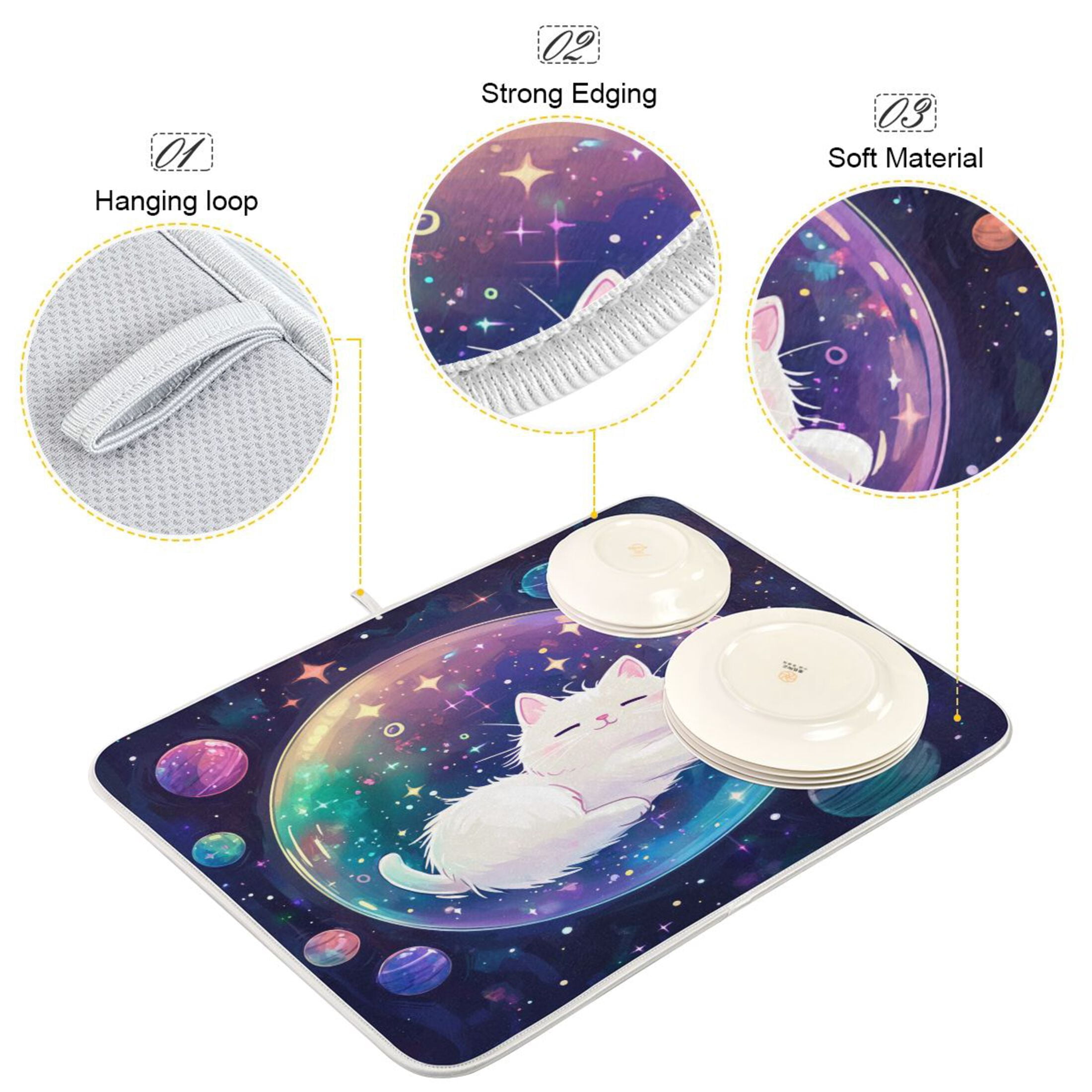 BZSMCE Dish Drying Mat Starlit Dreams Pattern Design Drying Mats ...