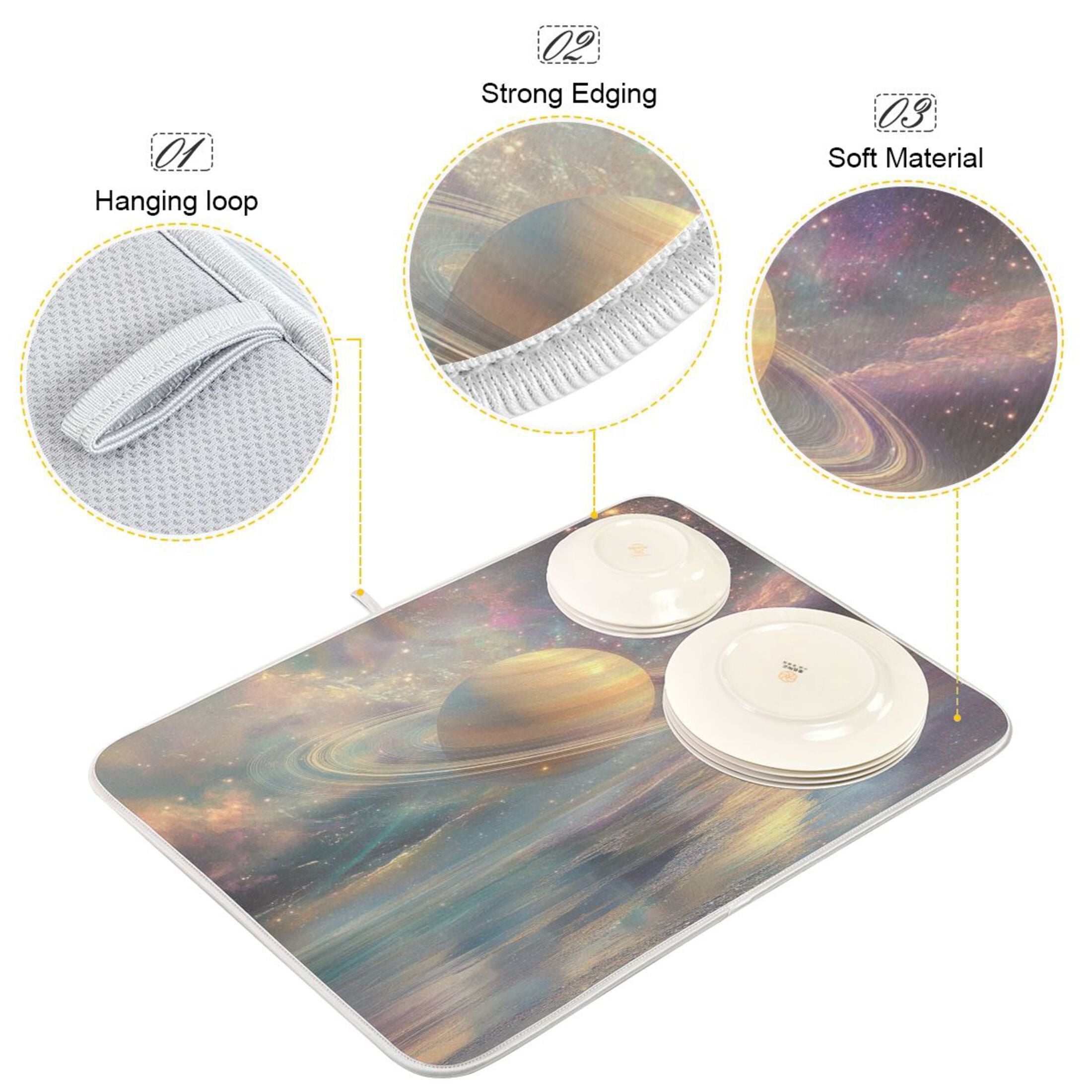 BZSMCE Dish Drying Mat Stellar Dreams Pattern Design Drying Mats ...