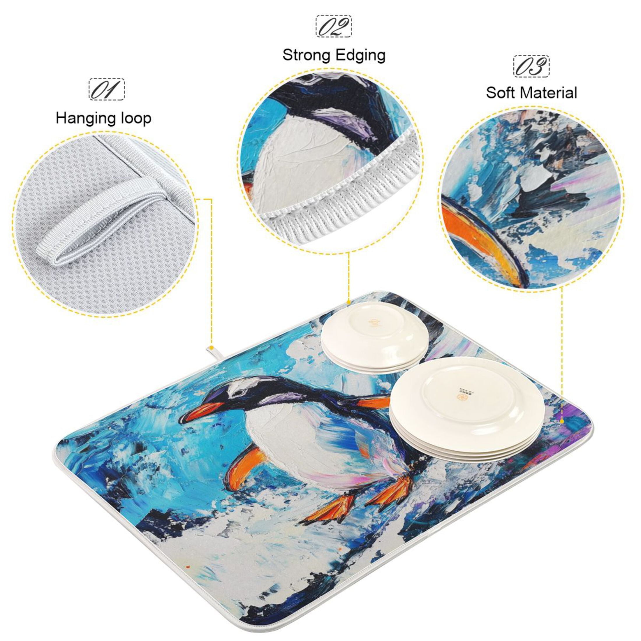 BZSMCE Dish Drying Mat Waves Of Joy Pattern Design Drying Mats ...