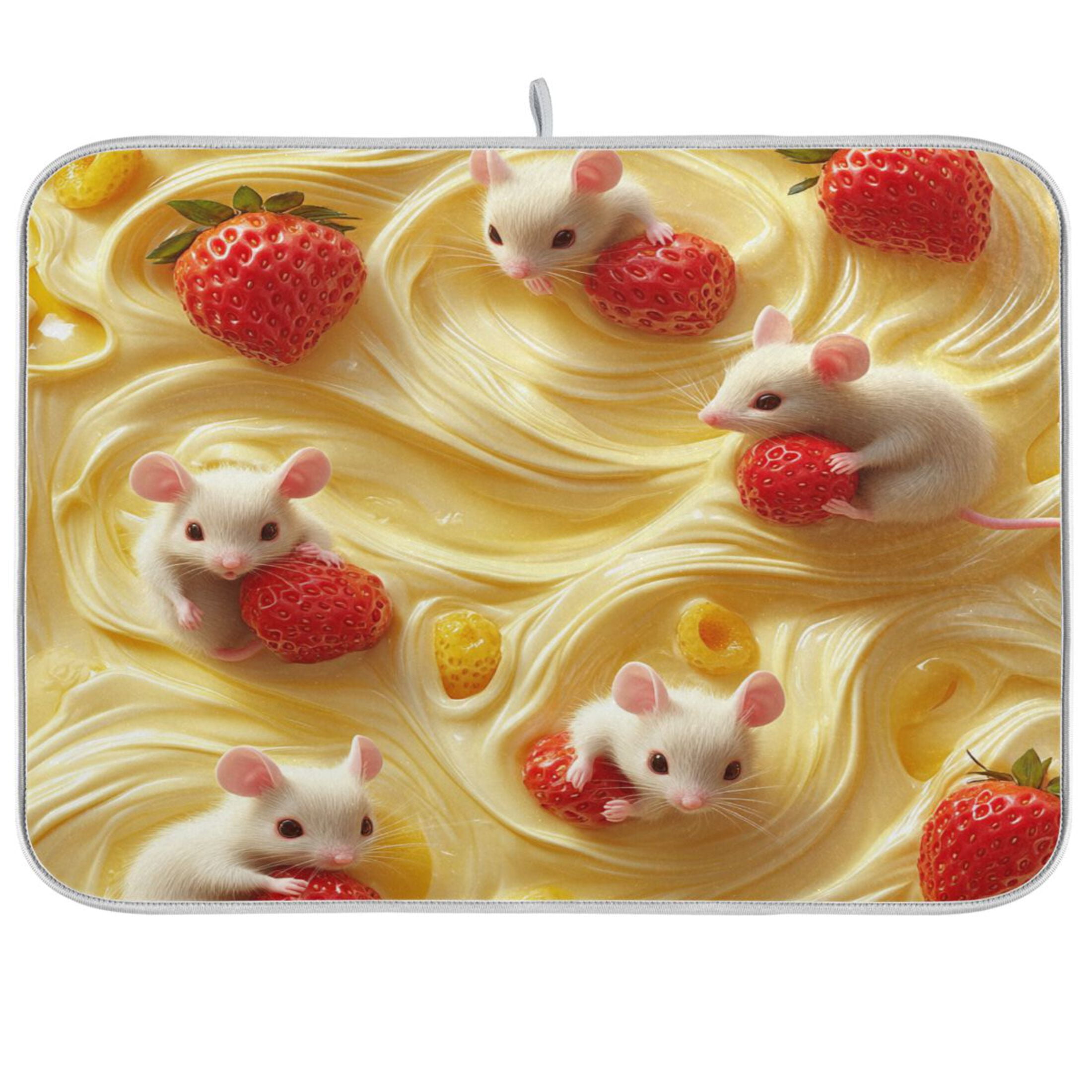 BZSMCE Dish Drying Mat White Cut Mice Design Drying Mats - Walmart.com