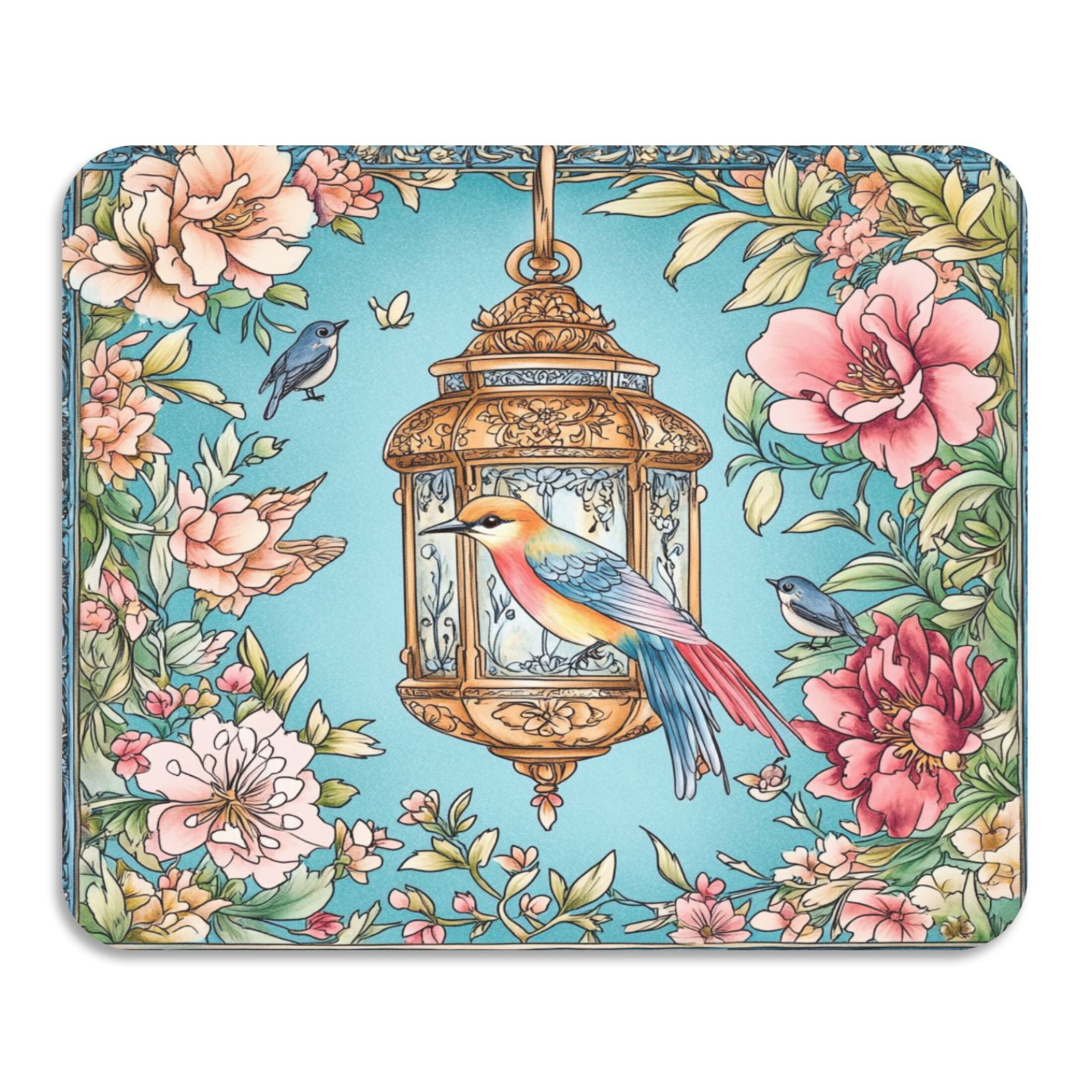 BZSMCE Dish Drying Mats Diatom Floral Lantern with Birds Creativity ...