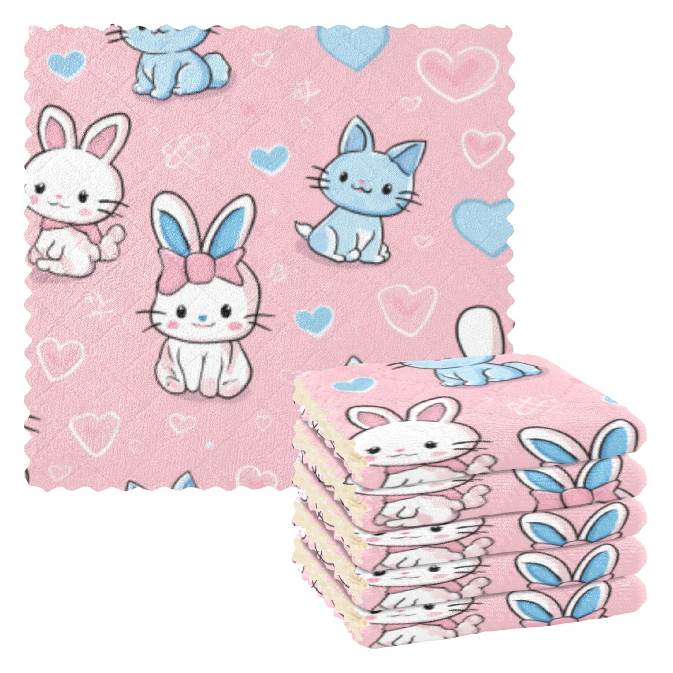 BZSMCE Dish Towels Reuseable Cleaning Cloths 6-pack In Bunny - Cat ...