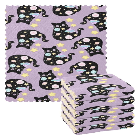 BZSMCE Dish Towels Reuseable Cleaning Cloths 6-pack In Cats with Spots ...