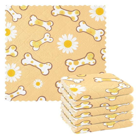 BZSMCE Dish Towels Reuseable Cleaning Cloths 6-pack In Dog Bone ...