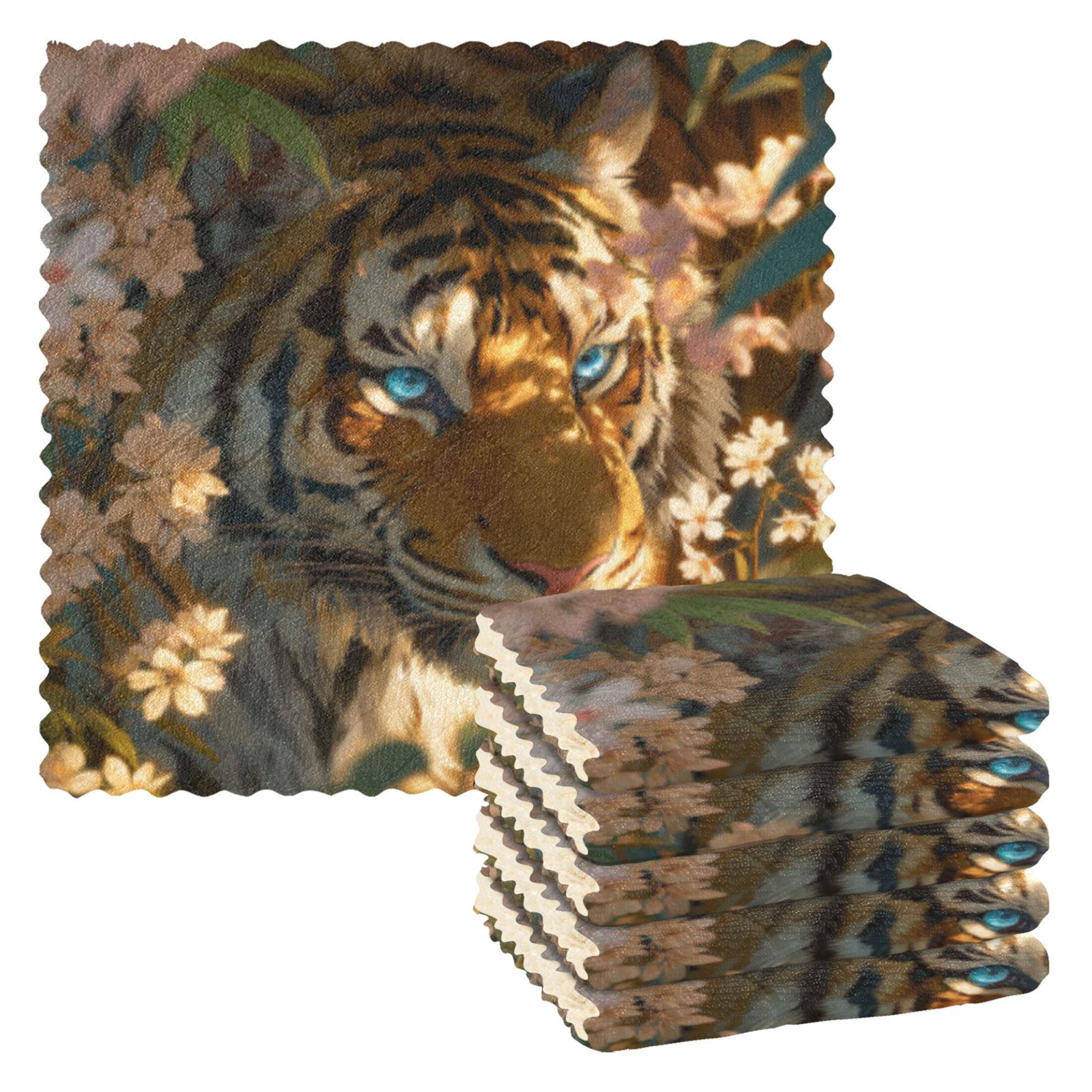 BZSMCE Dish Towels Reuseable Cleaning Cloths 6-pack In Golden Floral ...