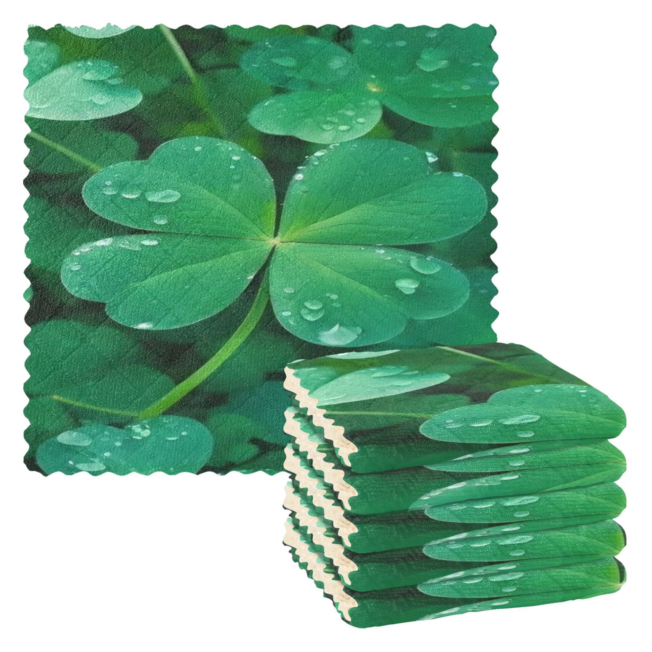 BZSMCE Dish Towels Reuseable Cleaning Cloths 6-pack In Lucky Clover ...
