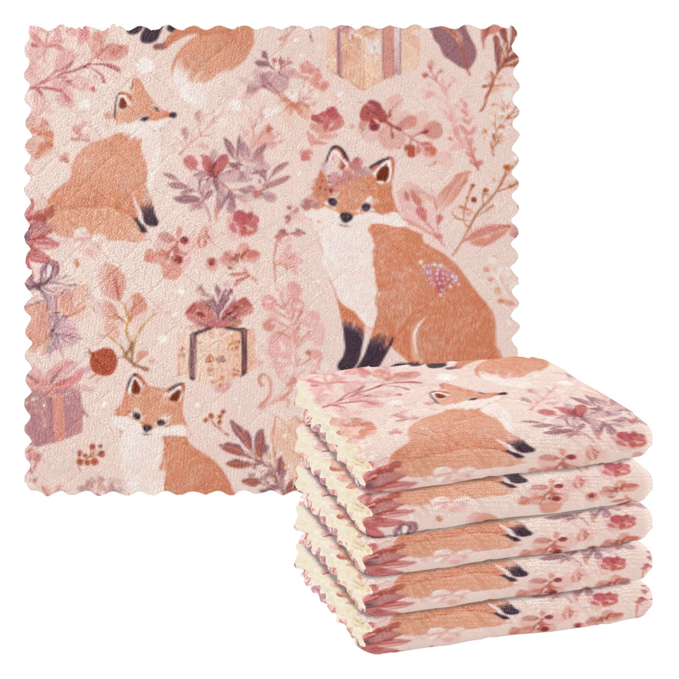 BZSMCE Dish Towels Reuseable Cleaning Cloths 6-pack In Pastel Fox ...