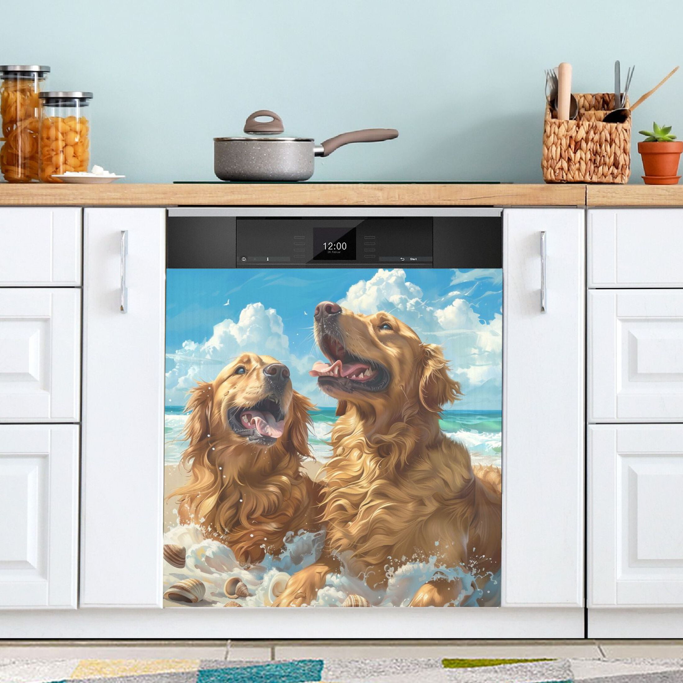 BZSMCE Dishwasher Magnet Cover Magnetic Sticker Creatively Beach ...