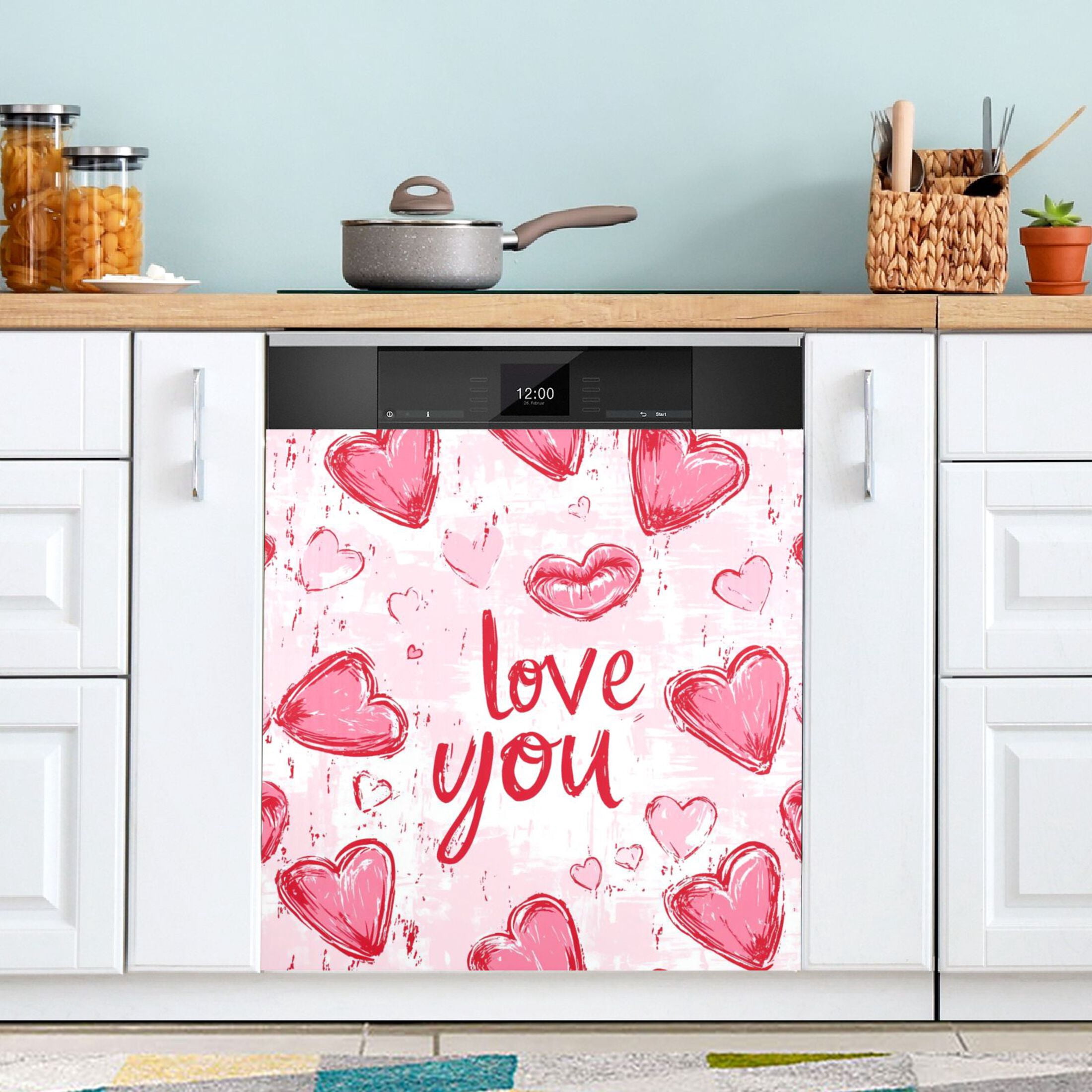 BZSMCE Dishwasher Magnet Cover Magnetic Sticker Creatively Heartfelt ...