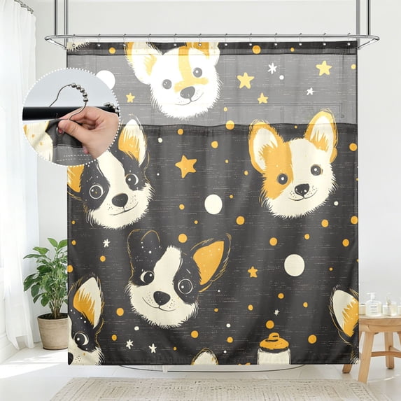 BZSMCE Dog Pattern Pattern Bathroom Shower Curtain Set with Hooks ...
