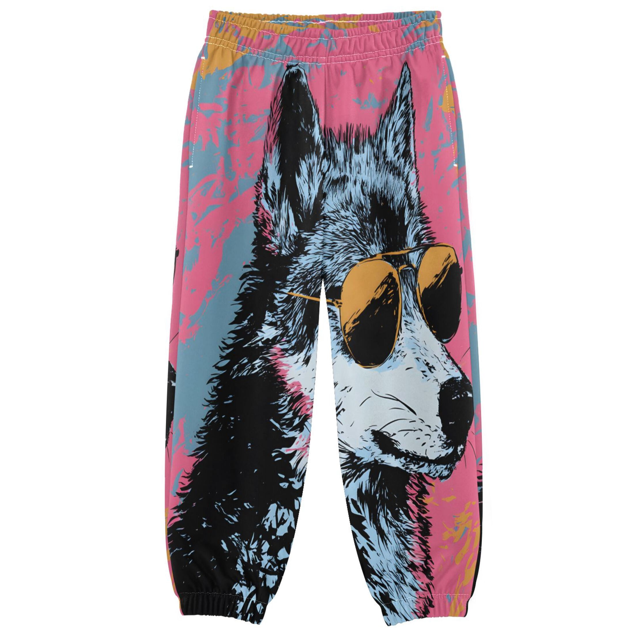 BZSMCE Doodle Wolf Print Elastic Waist Jogger Pants Lightweight Wind ...
