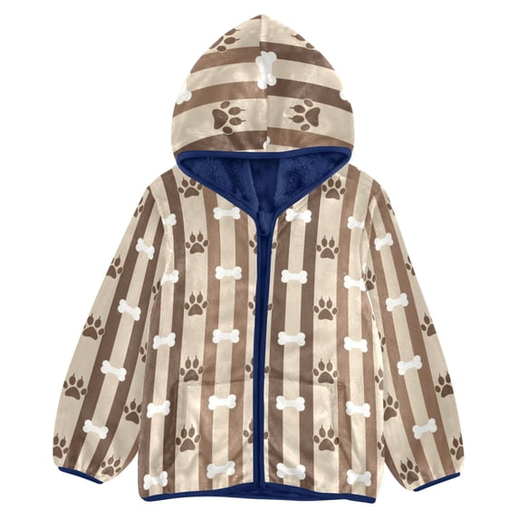 BZSMCE Double-Sided Sherpa Fleece Hooded Zipper Jacket Claw Bone ...