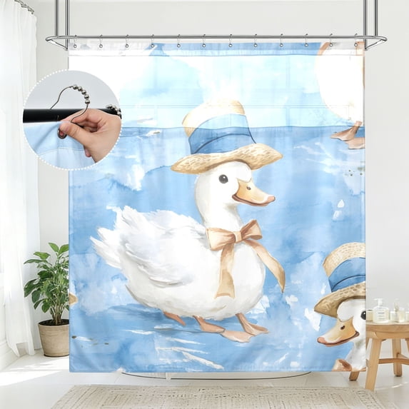 BZSMCE Ducks Hats Pattern Pattern Bathroom Shower Curtain Set with ...
