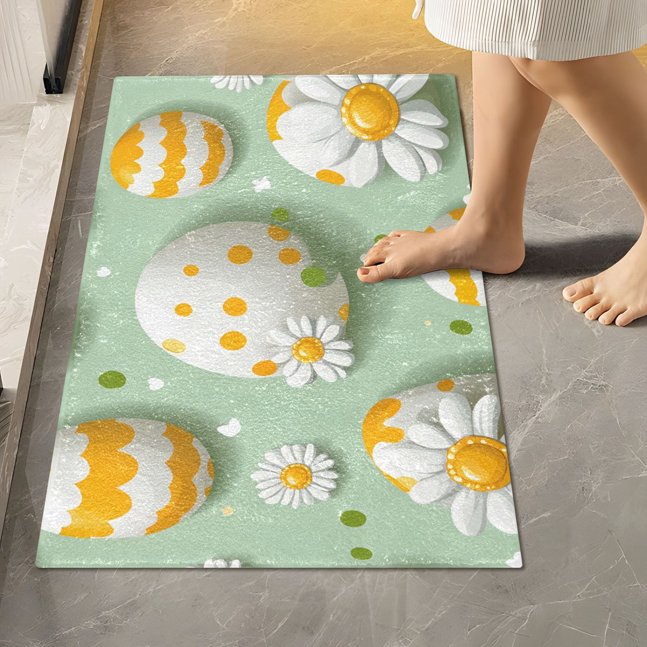 BZSMCE Easter Eggs Flowers Pattern Pattern 2-Piece Non-Slip Absorbent ...