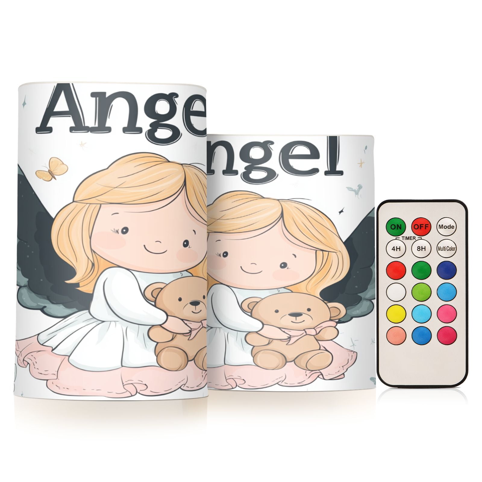 BZSMCE Flameless Candles LED Lights Angel Holding Bear Plainting ...