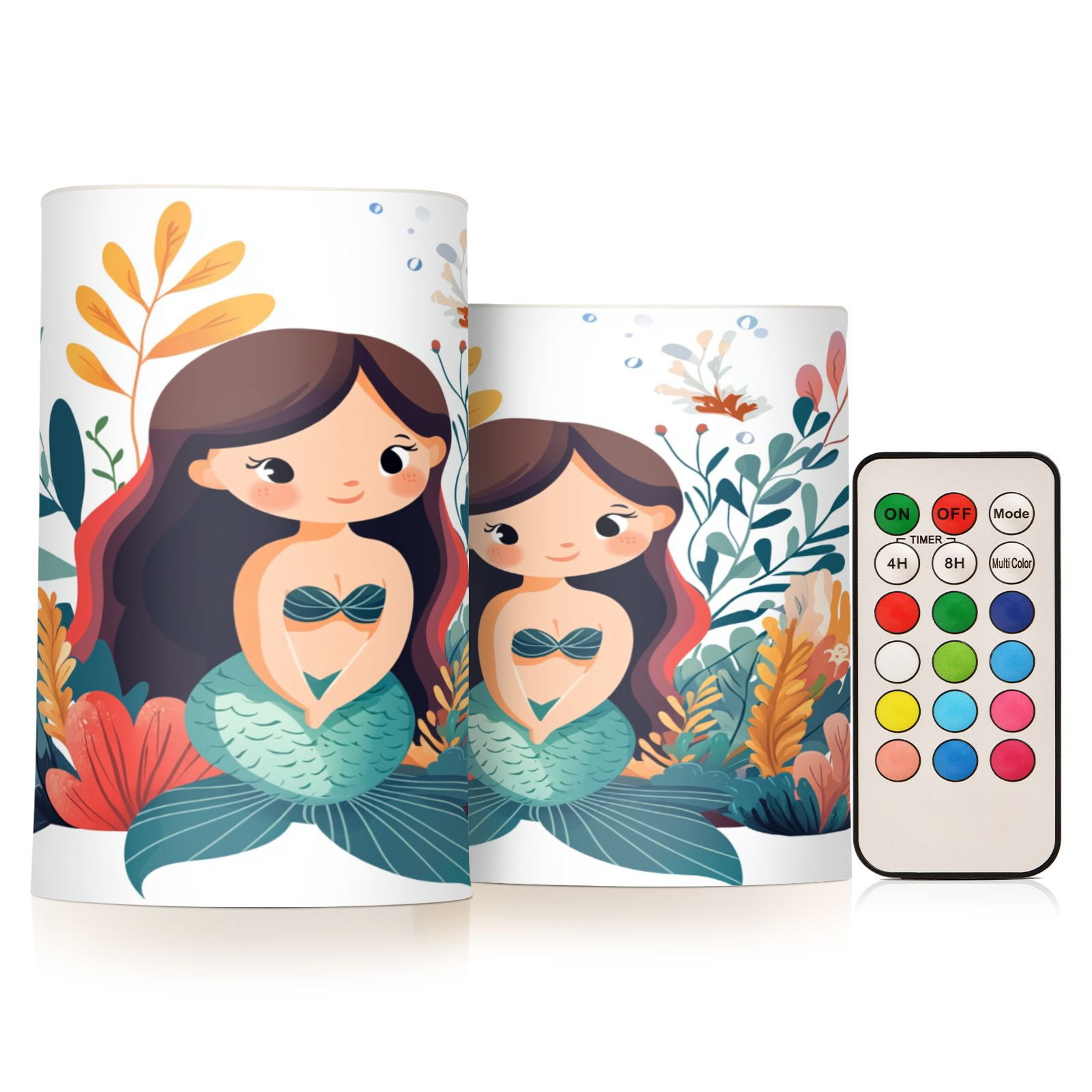 BZSMCE Flameless Candles LED Lights Cartoon Mermaid Creativity Battery ...