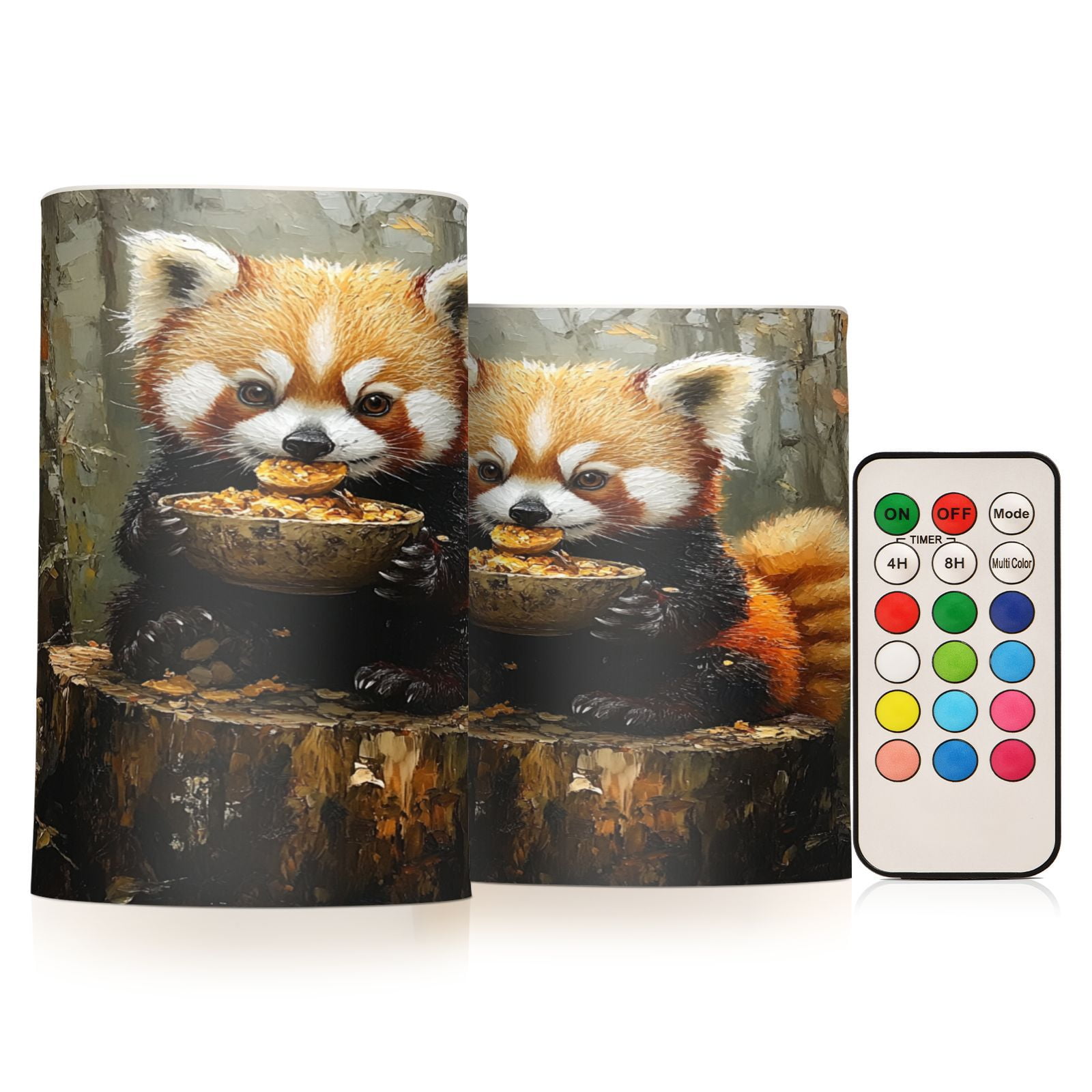 BZSMCE Flameless Candles LED Lights Cut Panda Eat Fruit Creativity ...