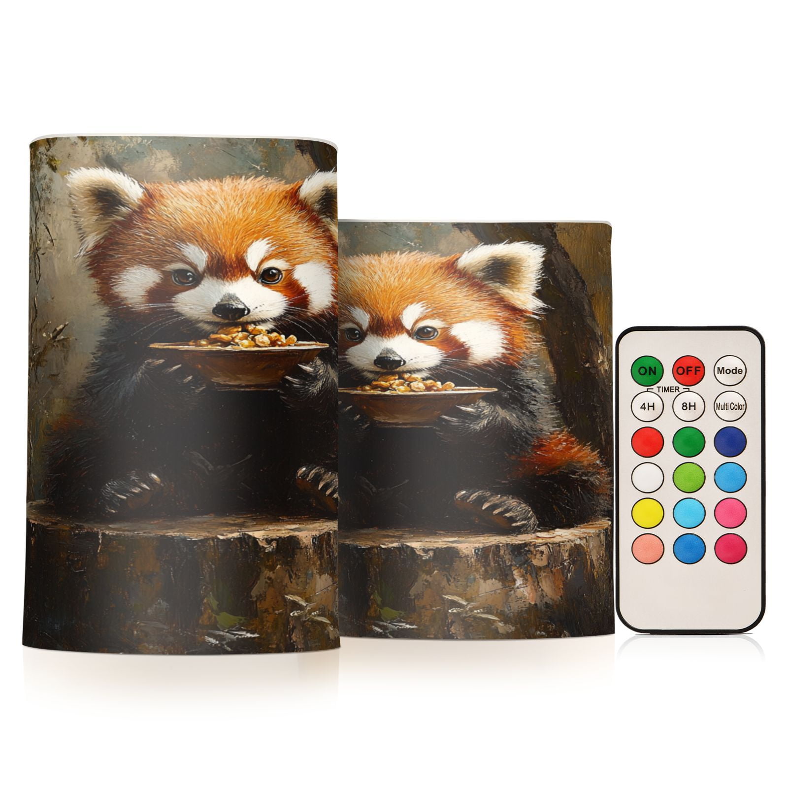 BZSMCE Flameless Candles LED Lights Cut Panda Sitting on Logpile ...