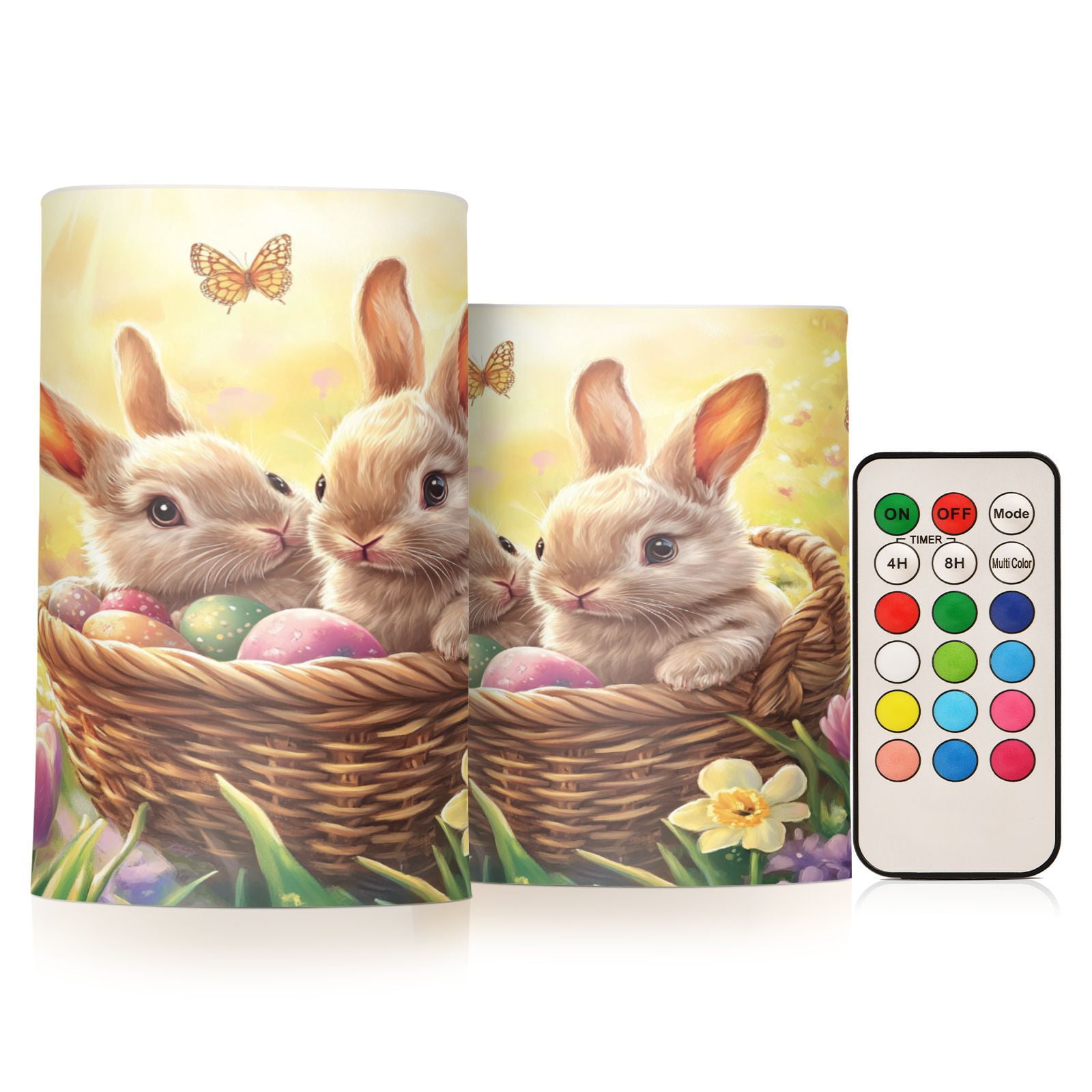 BZSMCE Flameless Candles LED Lights Cute Rabbit on Easter Basket ...