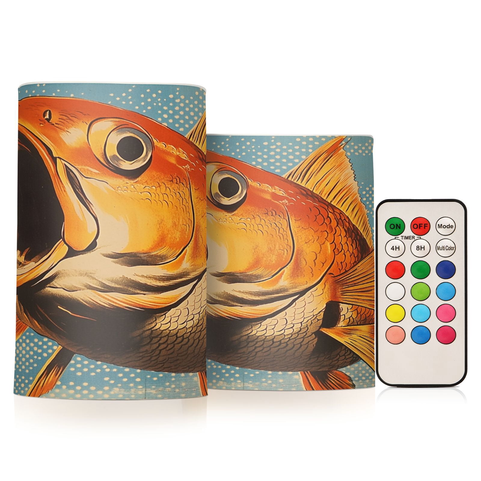 BZSMCE Flameless Candles LED Lights Golden Fish in A Dreamy Blue Ocean ...