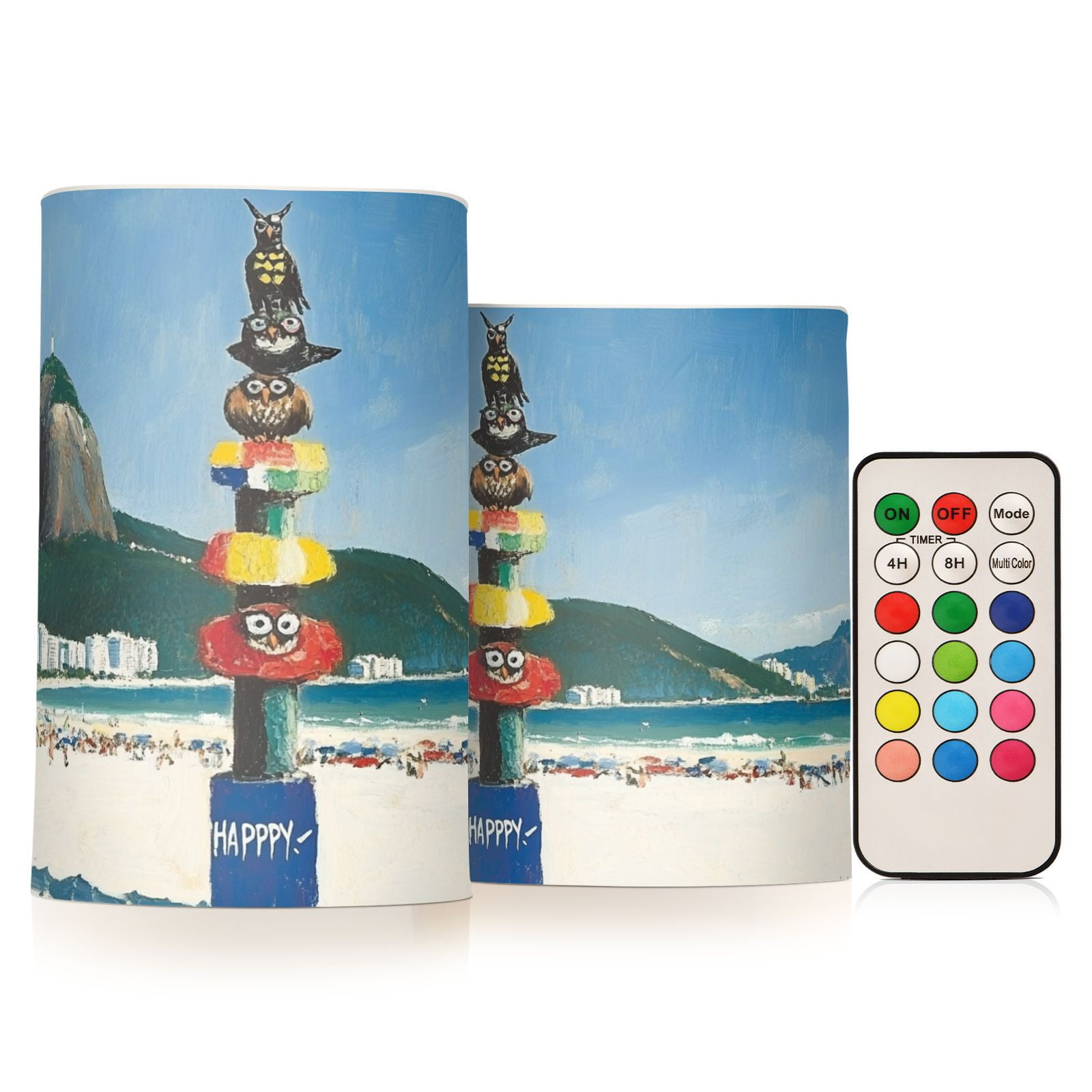 BZSMCE Flameless Candles LED Lights Owls Stand on The Pole Creativity ...