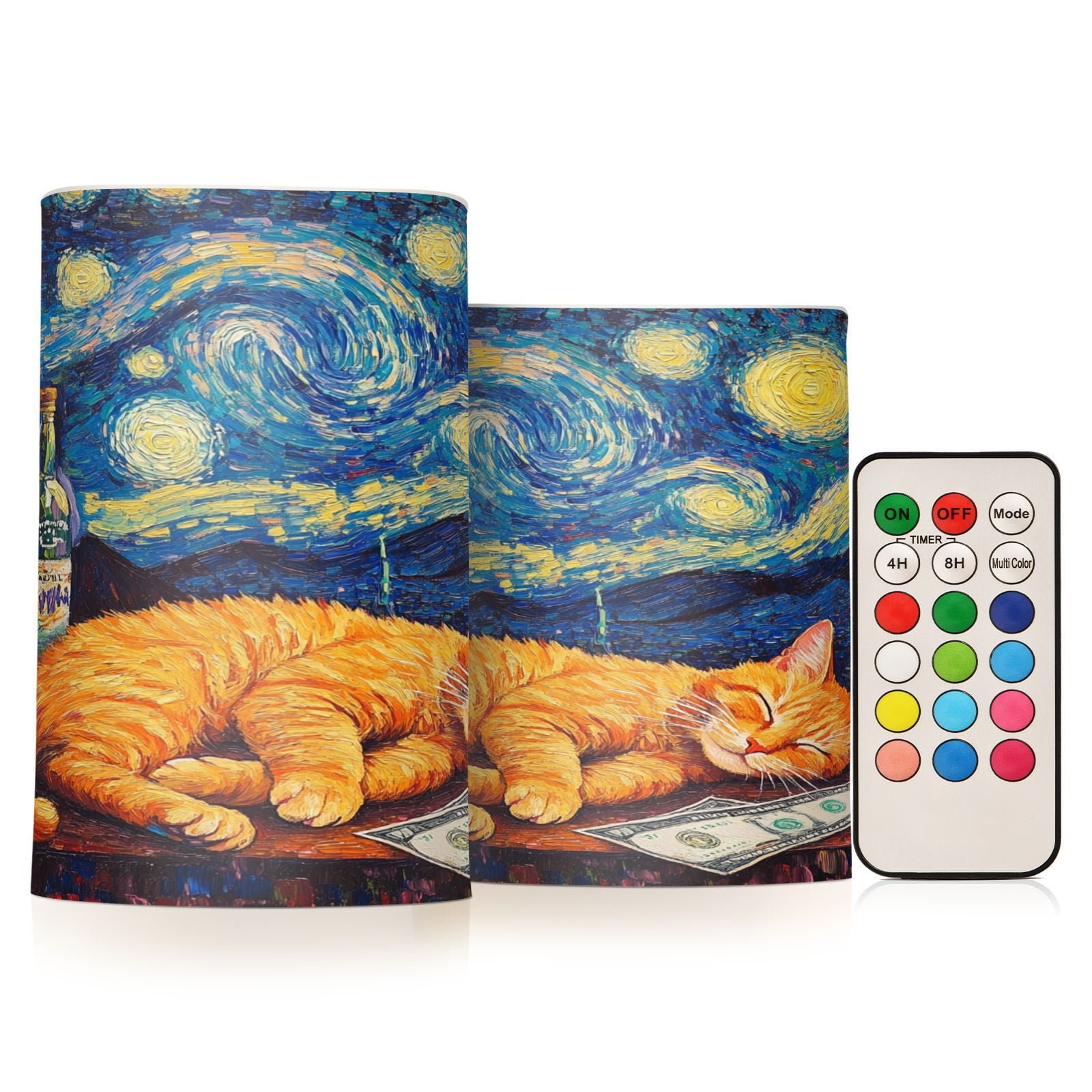 BZSMCE Flameless Candles LED Lights Sleeping Cat Plainting Creativity ...