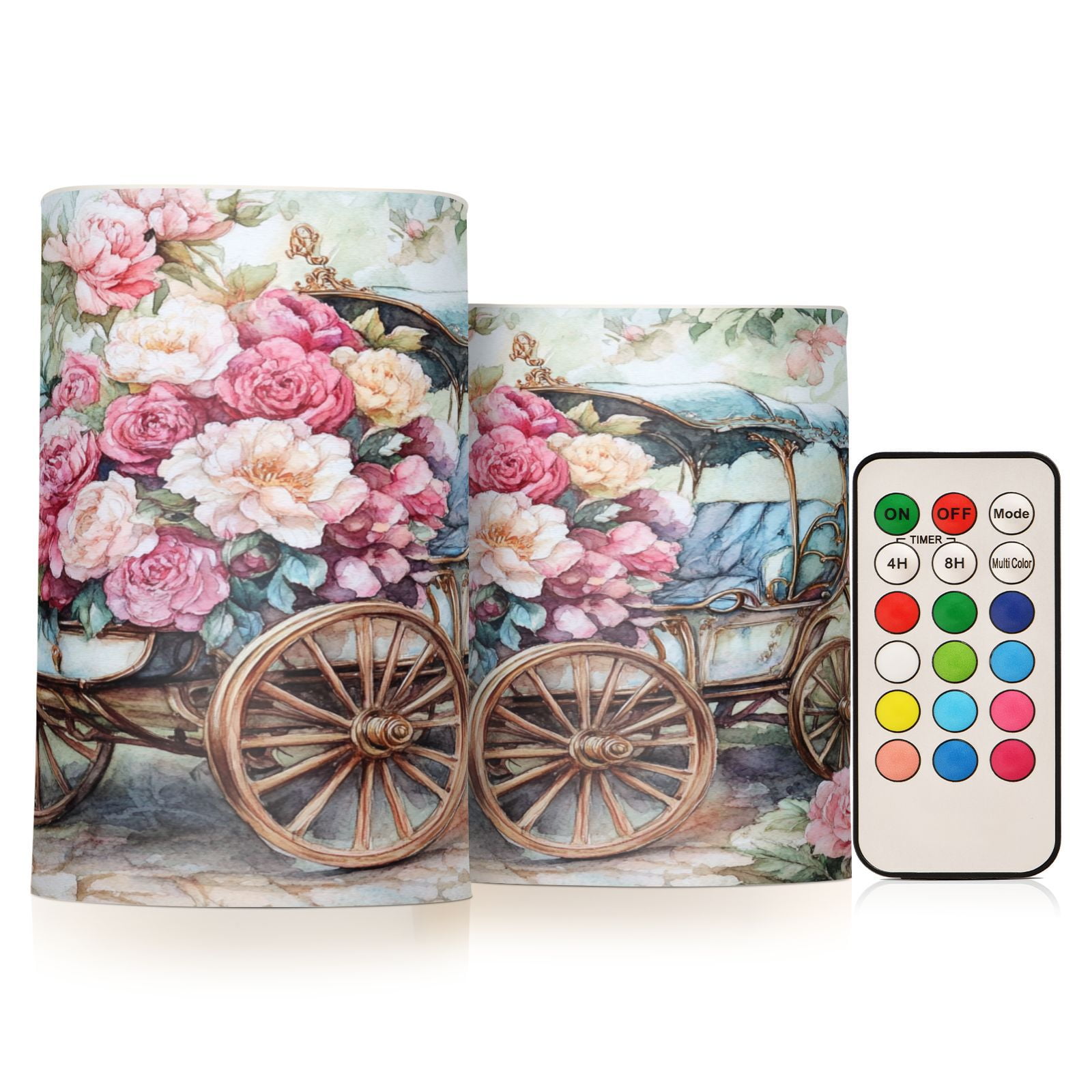 BZSMCE Flameless Candles LED Lights Victorian Carriage with Roses ...