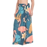 BZSMCE Flamingo Monstera Deliciosa Flower Pattern Maxi Cover-Up Skirt ...