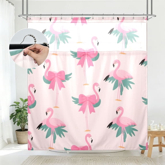 BZSMCE Flamingo Pattern Pattern Bathroom Shower Curtain Set with Hooks ...