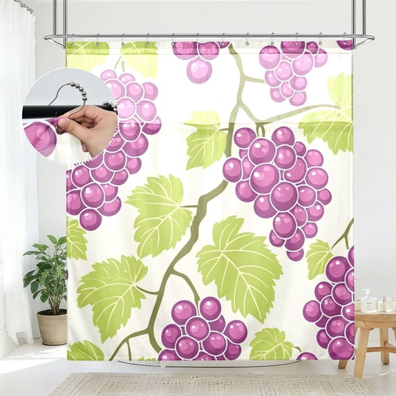 BZSMCE Flat Illustrations with Pattern Bathroom Shower Curtain Set with ...