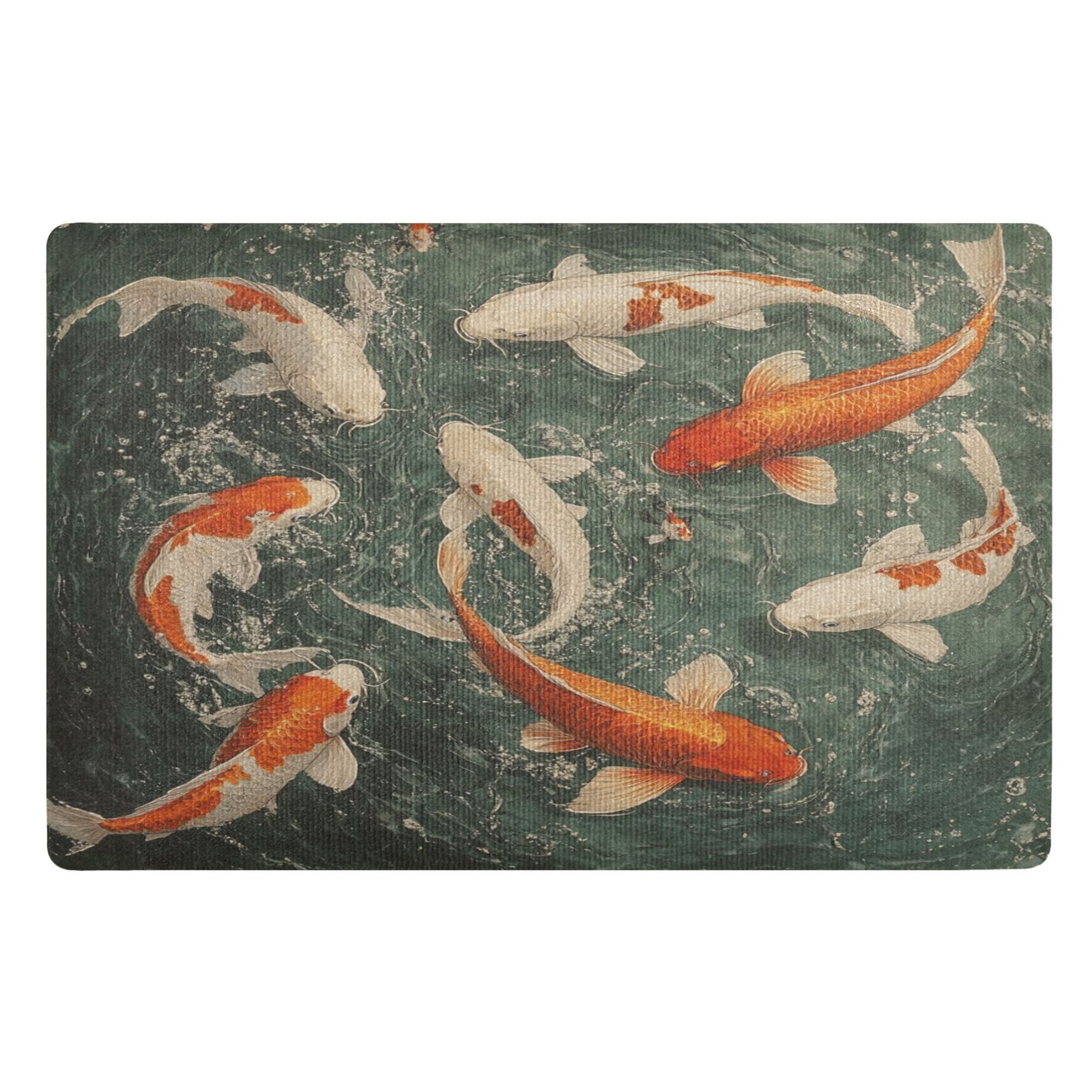BZSMCE Floor Mats 32x20in Painting Of Goldfish Play on Patterns ...