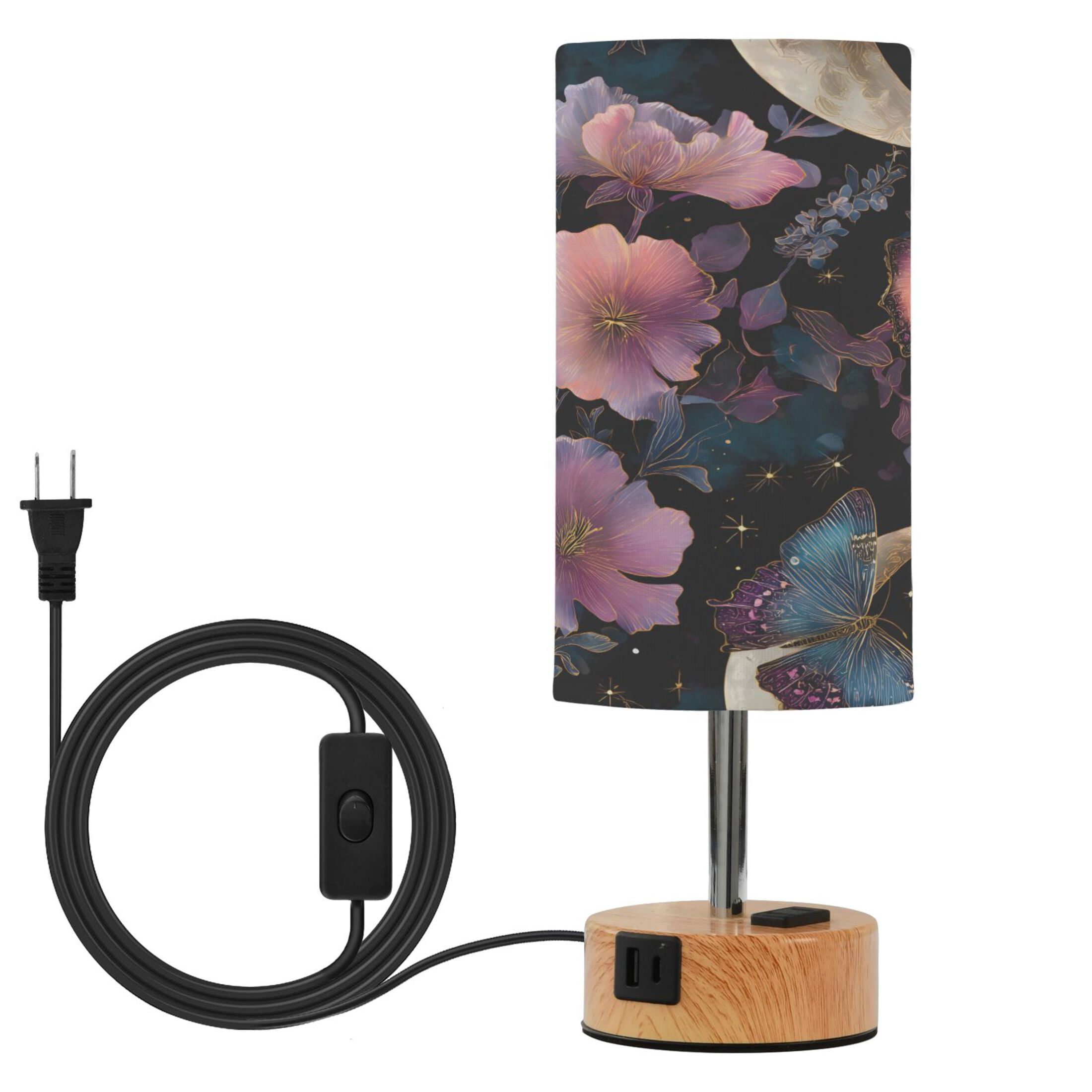 BZSMCE Flower Moon Pattern Printed 3 Color Touch Control Table Lamp ...