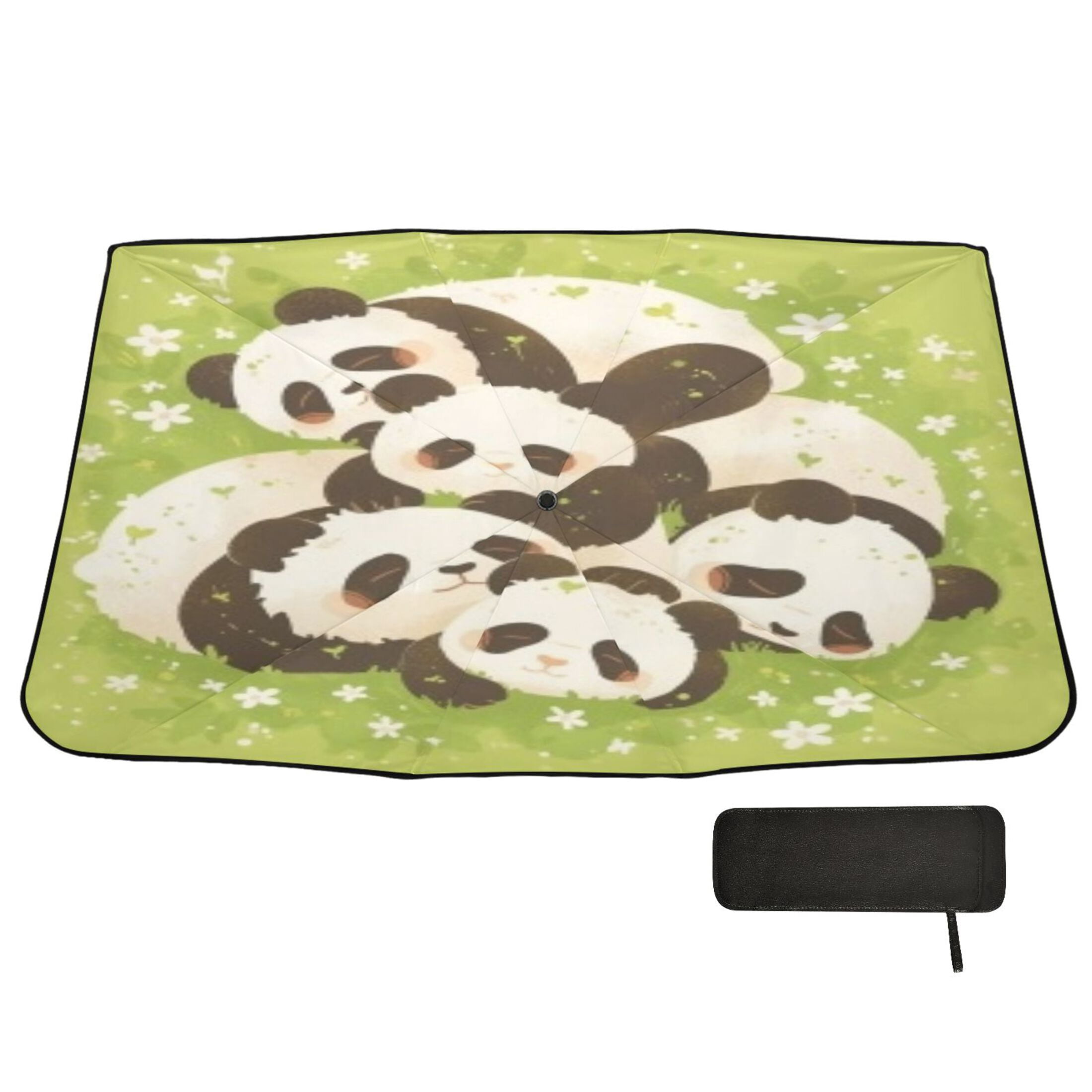 BZSMCE Foldable Car Windshield Sunshade Umbrella-Panda Stack Pattern ...