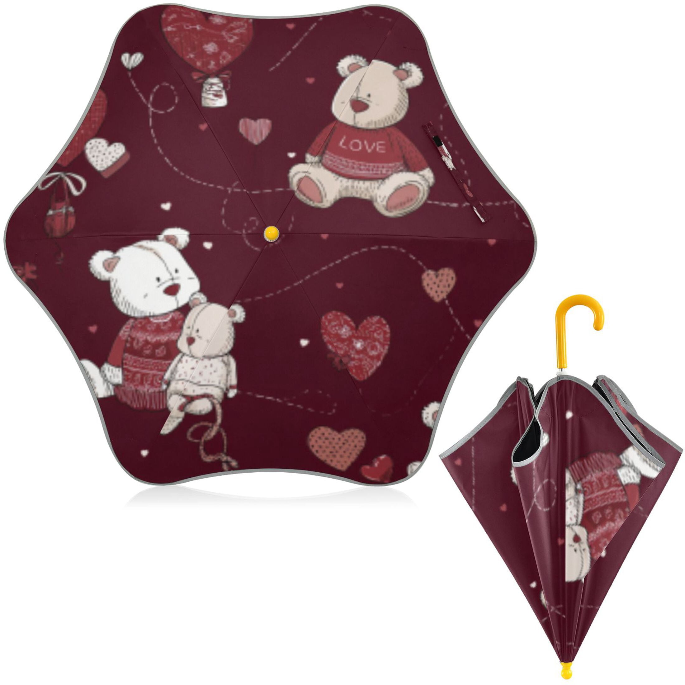 BZSMCE Folding Umbrellas Rain & UV Protection Windproof In Burgundy ...