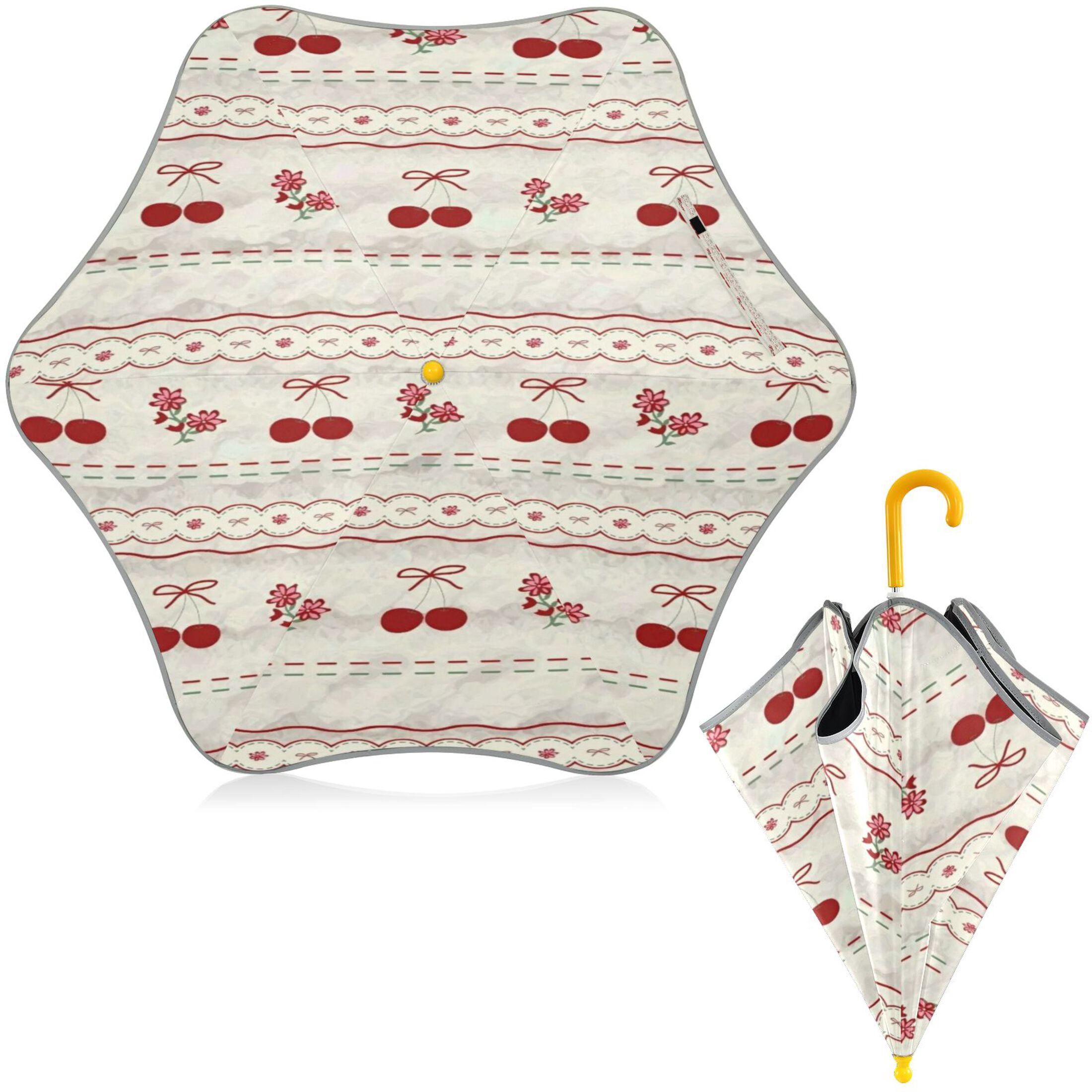 BZSMCE Folding Umbrellas Rain & UV Protection Windproof In Cherry ...