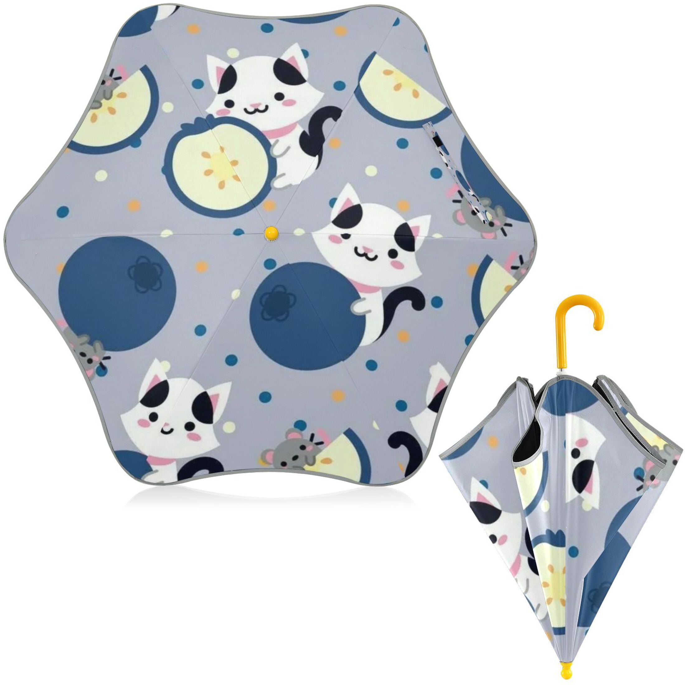 BZSMCE Folding Umbrellas Rain & UV Protection Windproof In Fruity Cat ...