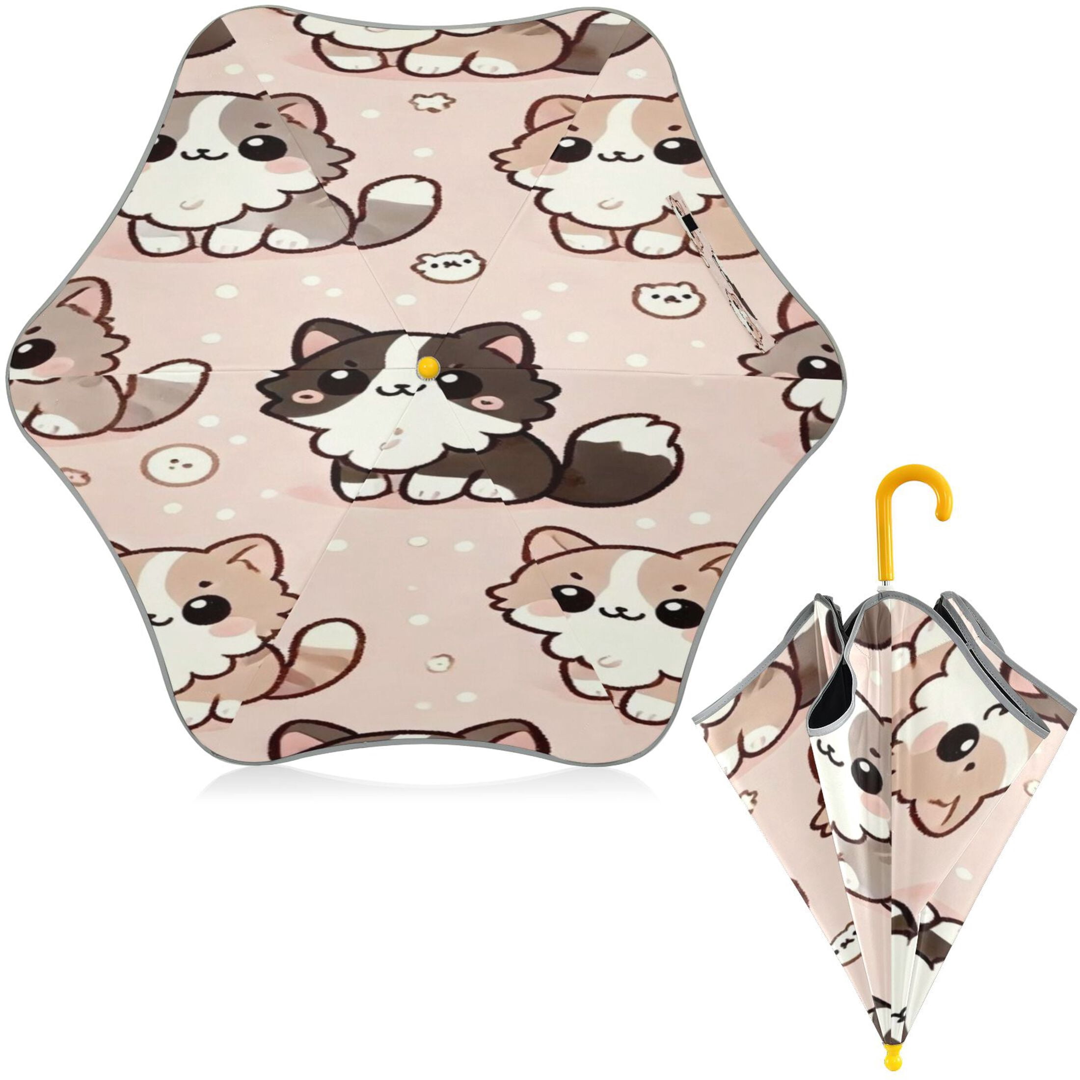 BZSMCE Folding Umbrellas Rain & UV Protection Windproof In Furry Kitten ...