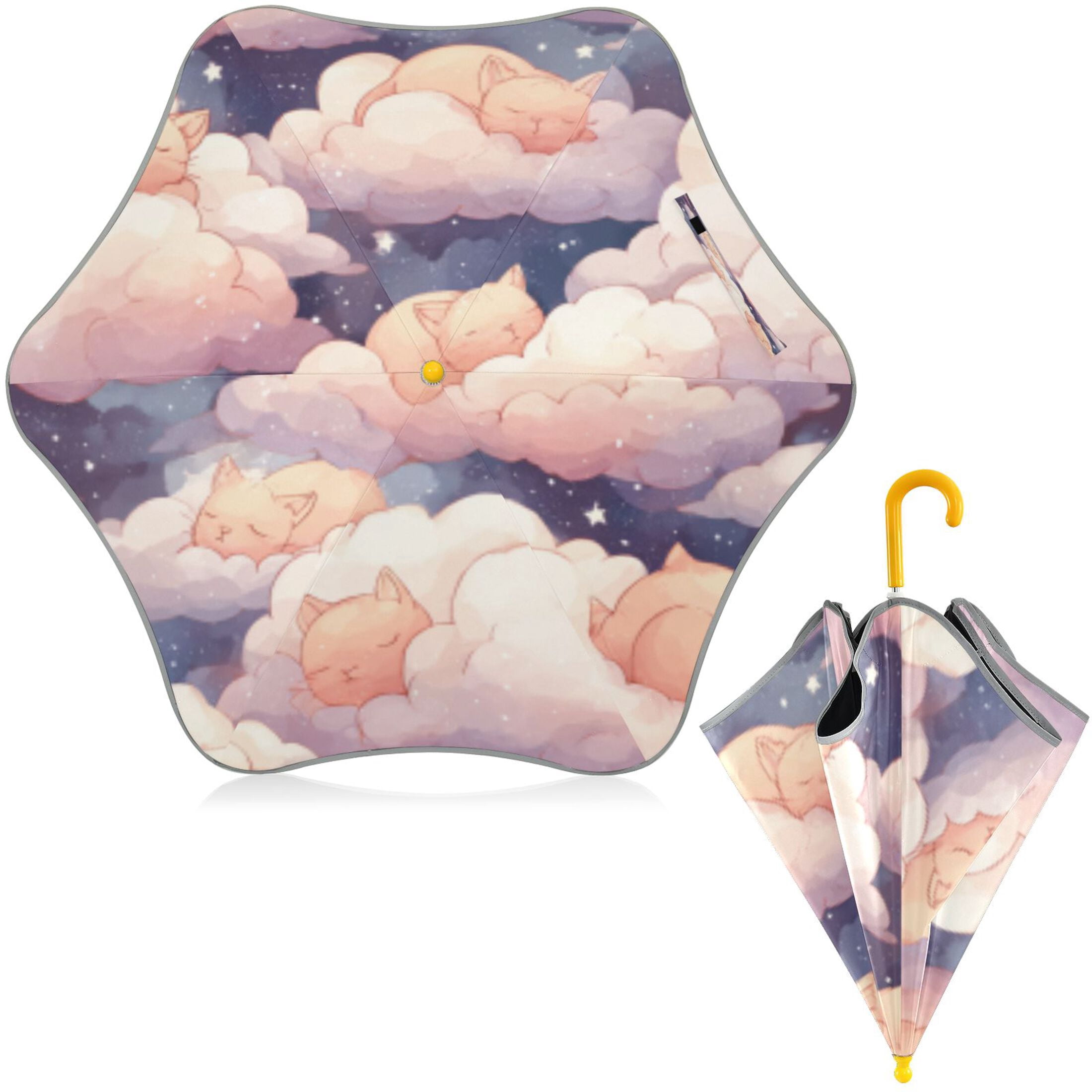 BZSMCE Folding Umbrellas Rain & UV Protection Windproof In Pastel Cloud ...