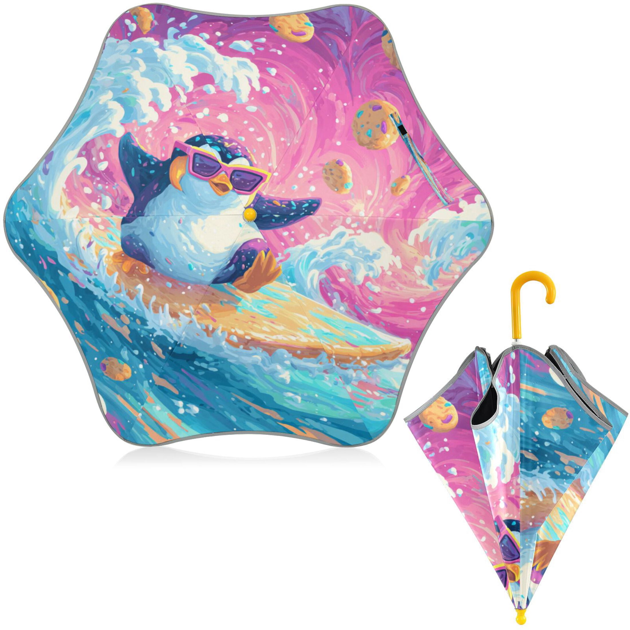 BZSMCE Folding Umbrellas Rain & UV Protection Windproof In Psychedelic ...