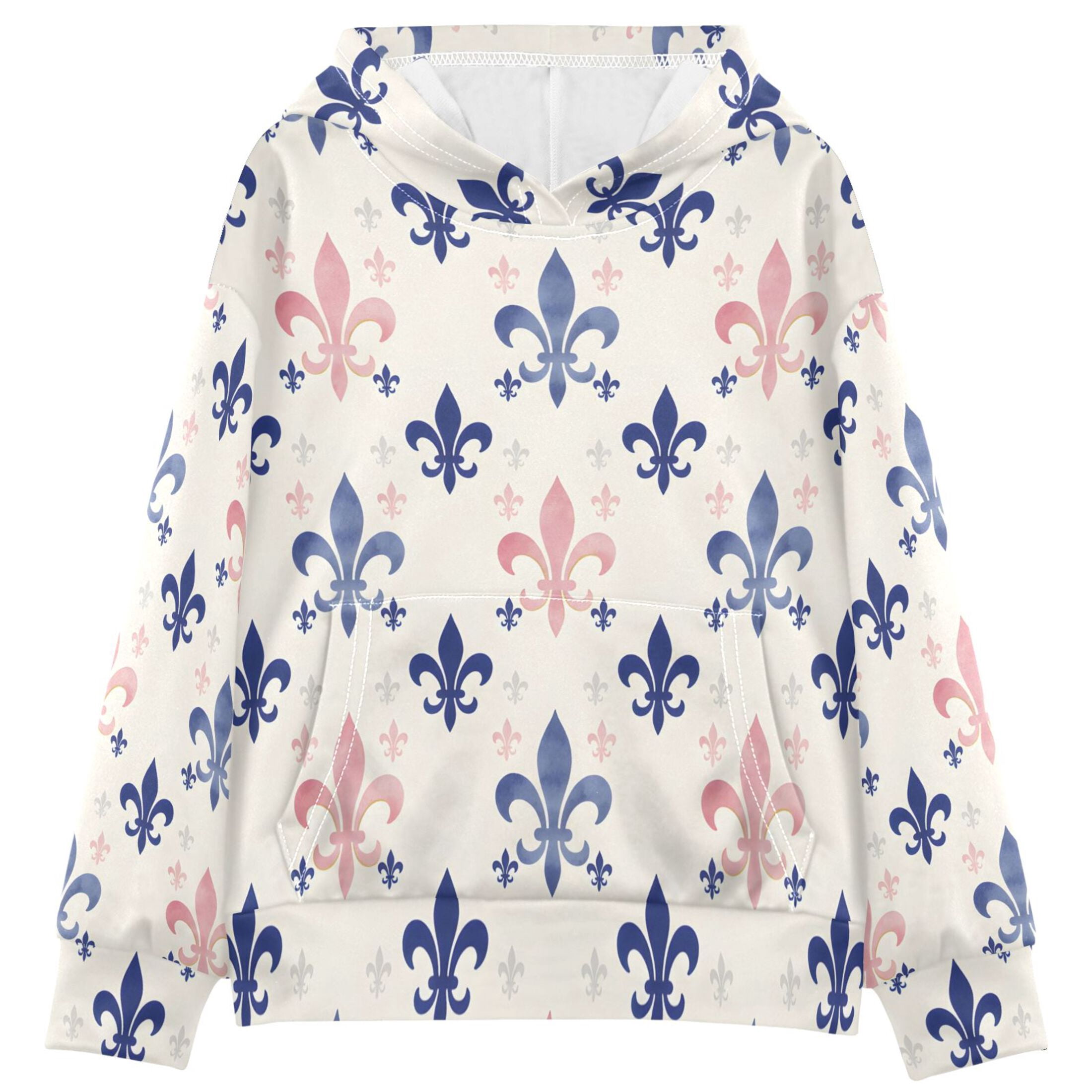 BZSMCE French Texture Print Hoodie Casual Pullover Sweatshirt With ...