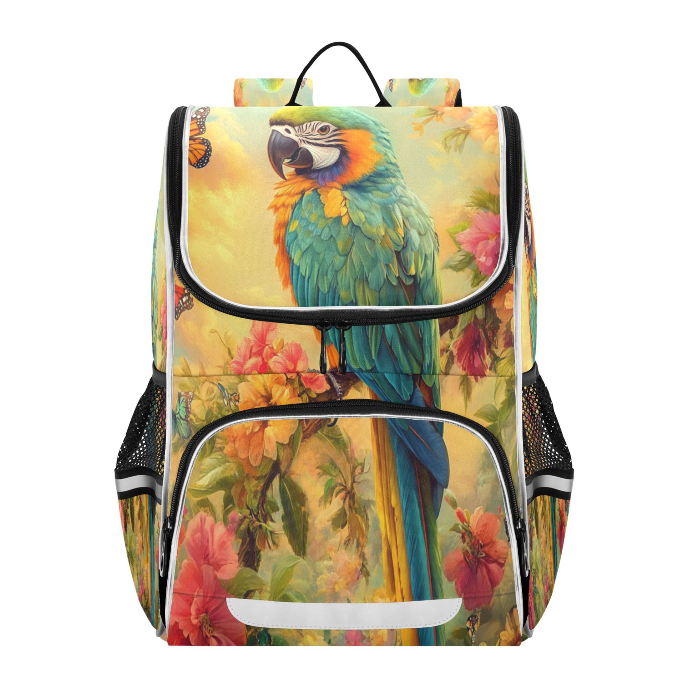 BZSMCE School Backpack Travel Bag Bookbags Bookbags Parrot with ...