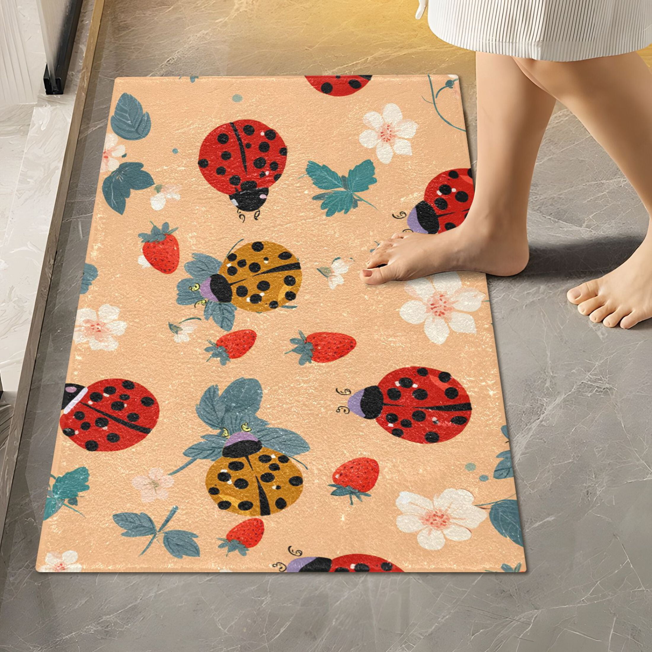 BZSMCE Golden Turtle Strawberry Pattern Pattern 2-Piece Non-Slip ...