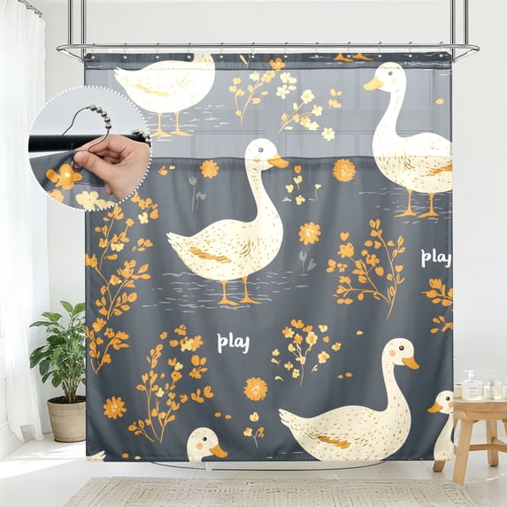 BZSMCE Goose Pattern Pattern Bathroom Shower Curtain Set with Hooks ...