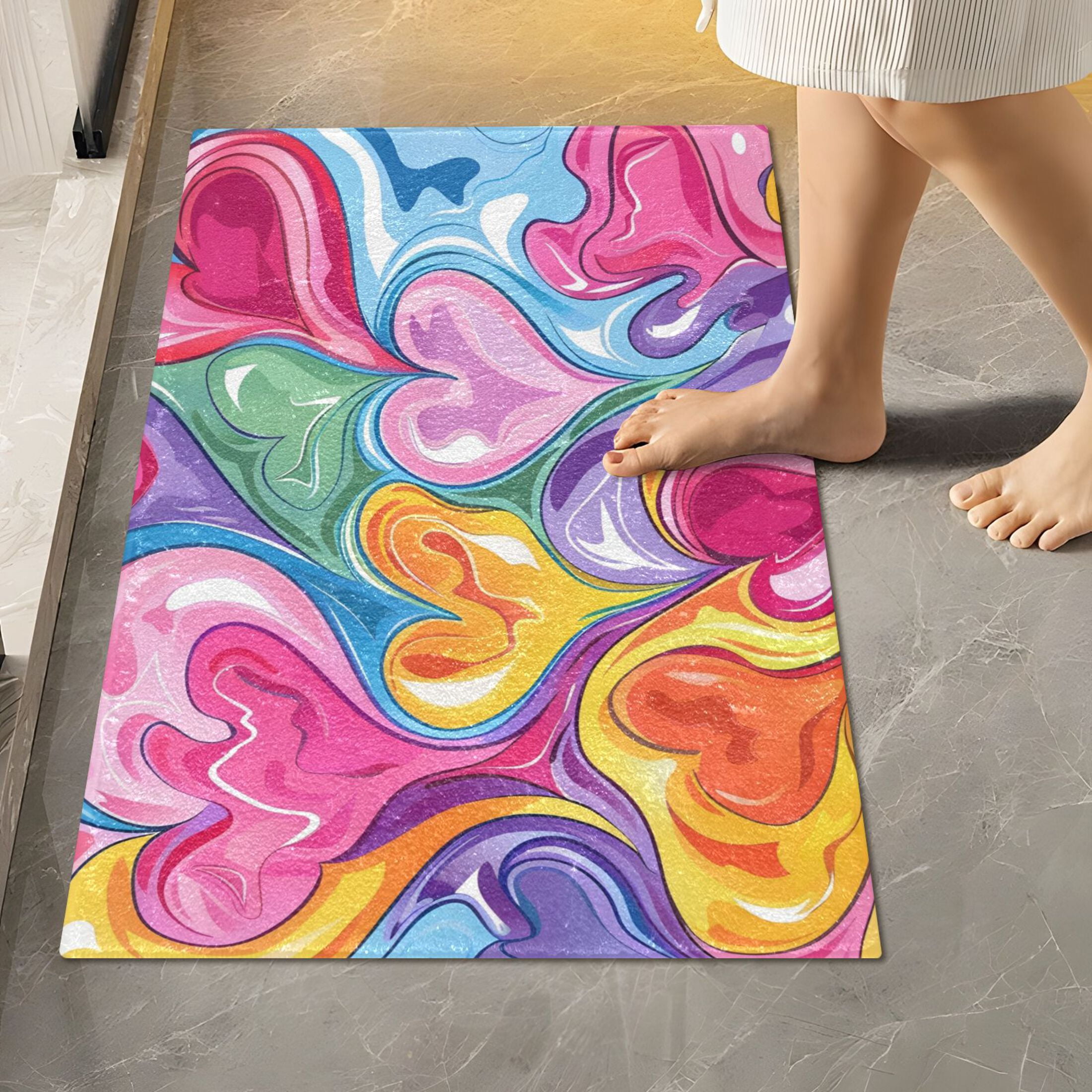 BZSMCE Graffiti Art Love Pattern 2-Piece Non-Slip Absorbent Bathroom ...