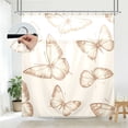 BZSMCE Gray Butterflies Pattern Pattern Bathroom Shower Curtain Set ...