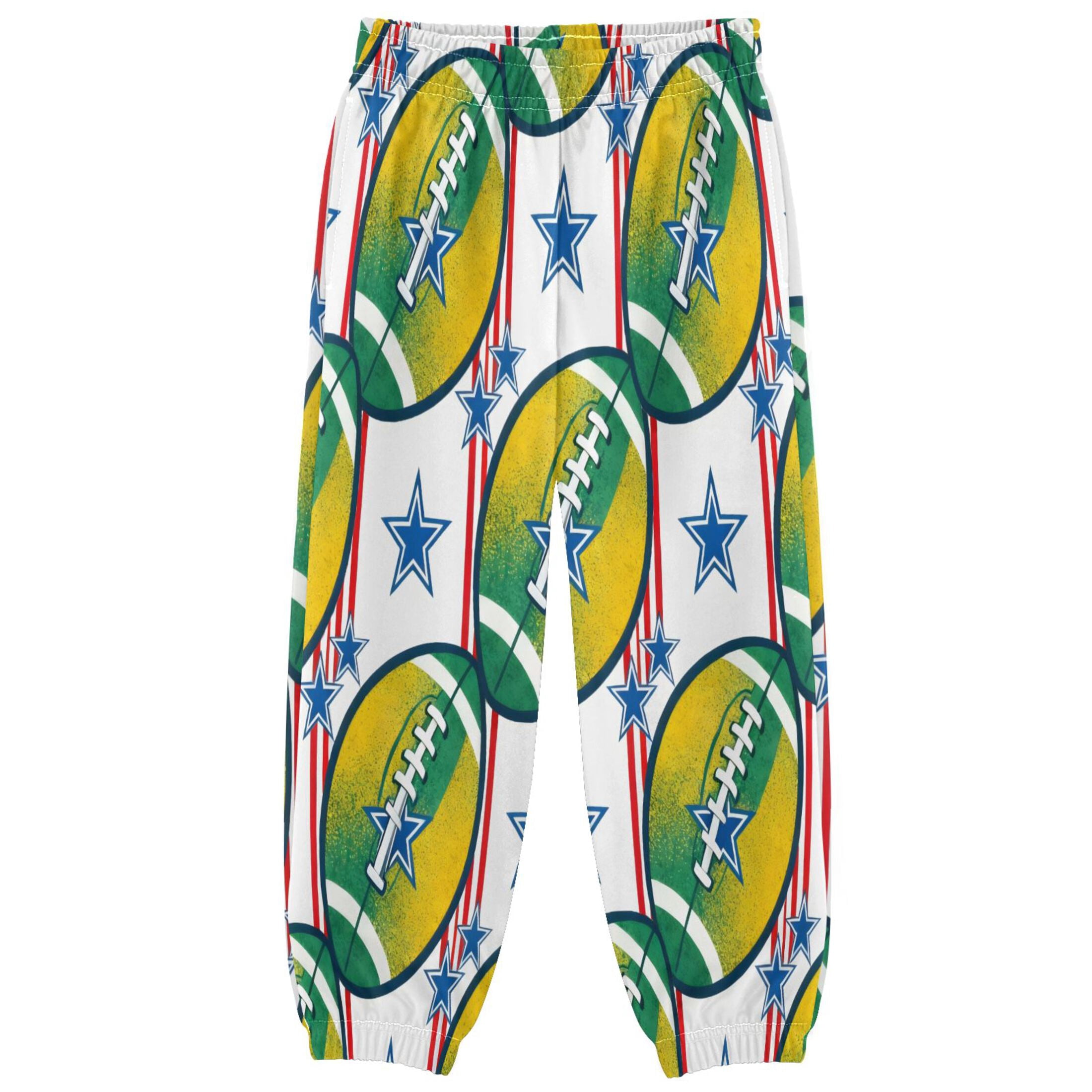 BZSMCE Green Football Pattern Print Elastic Waist Jogger Pants ...