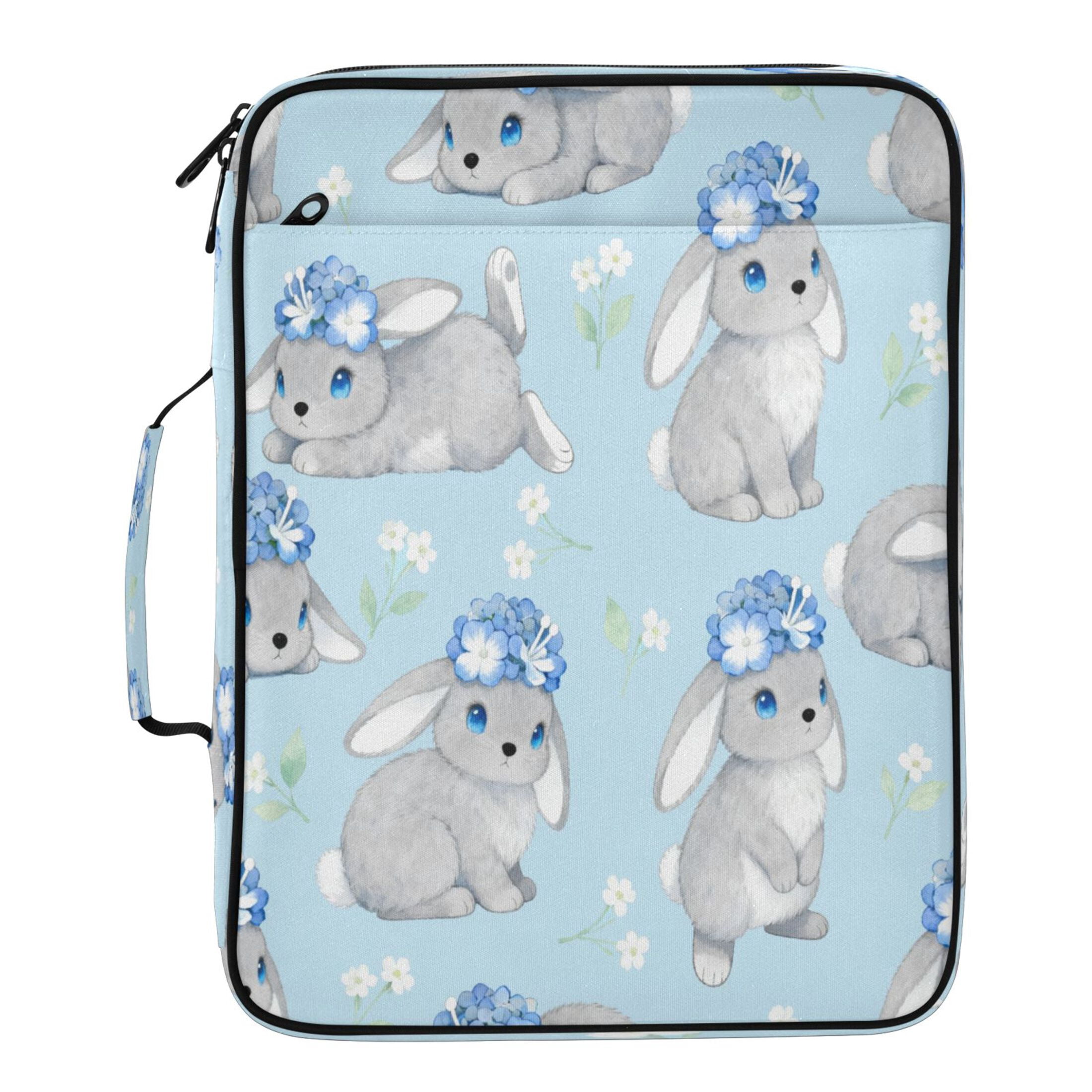 BZSMCE Grey Rabbit Flower Pattern Pattern Water-Resistant Filing Folder ...