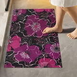 BZSMCE Hand Drawn Flowers Pattern 2-Piece Non-Slip Absorbent Bathroom ...